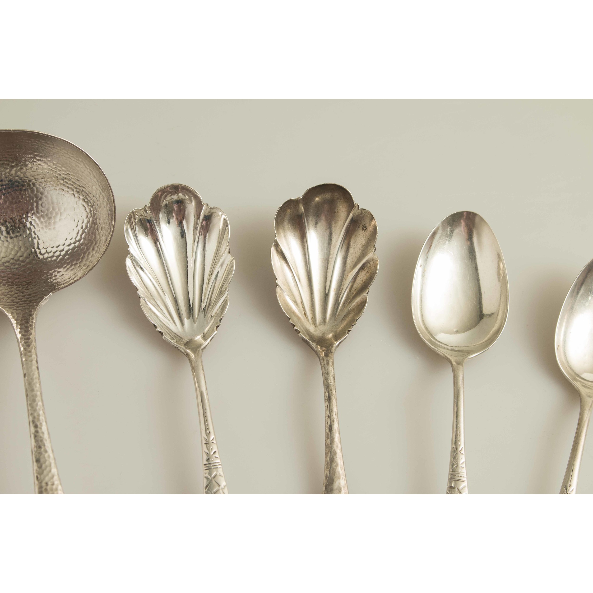 Assorted Silver Flatware, Hammered Handle | Witherell's Auction House