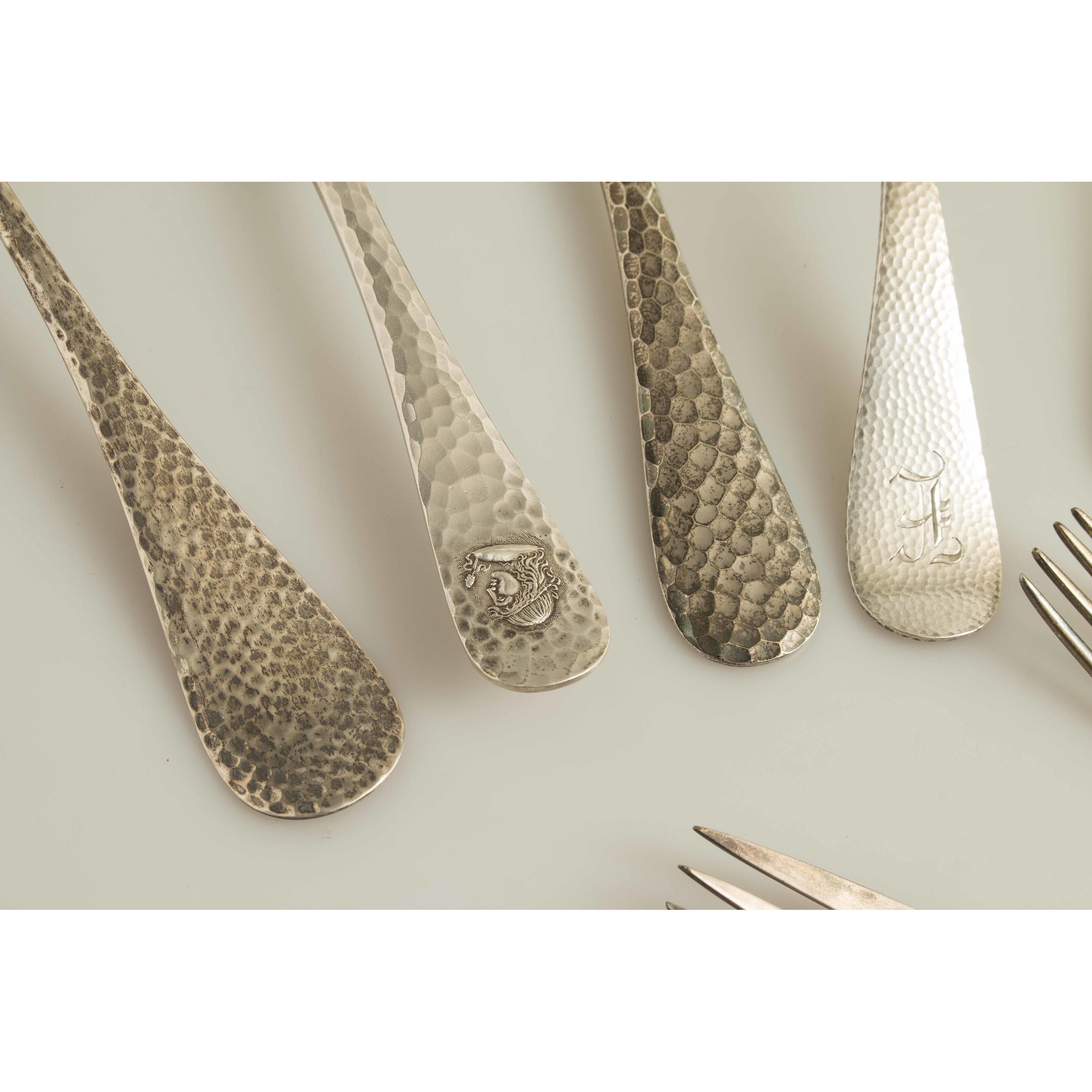 Assorted Silver Flatware, Hammered Handle | Witherell's Auction House