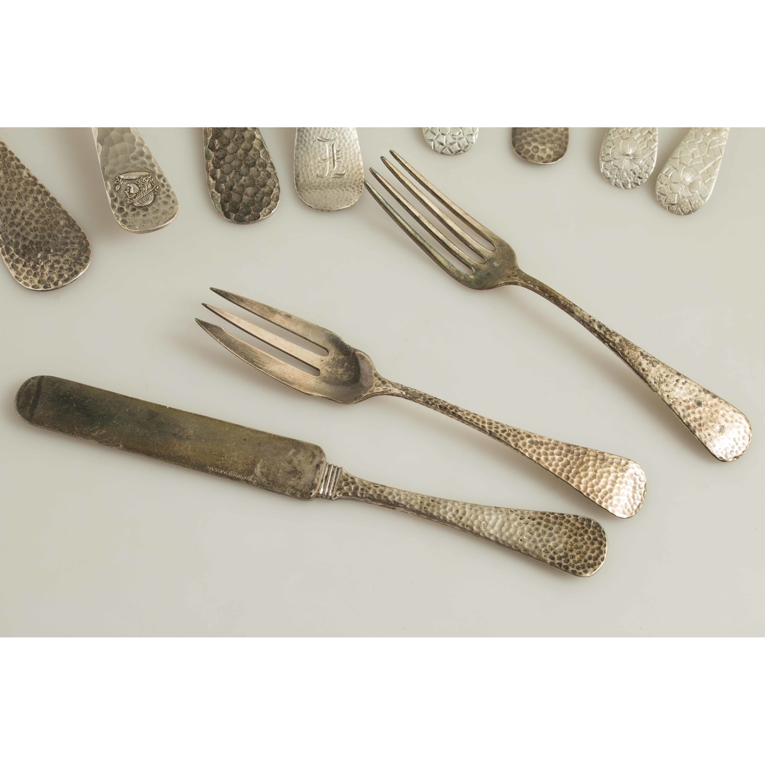 Assorted Silver Flatware, Hammered Handle | Witherell's Auction House