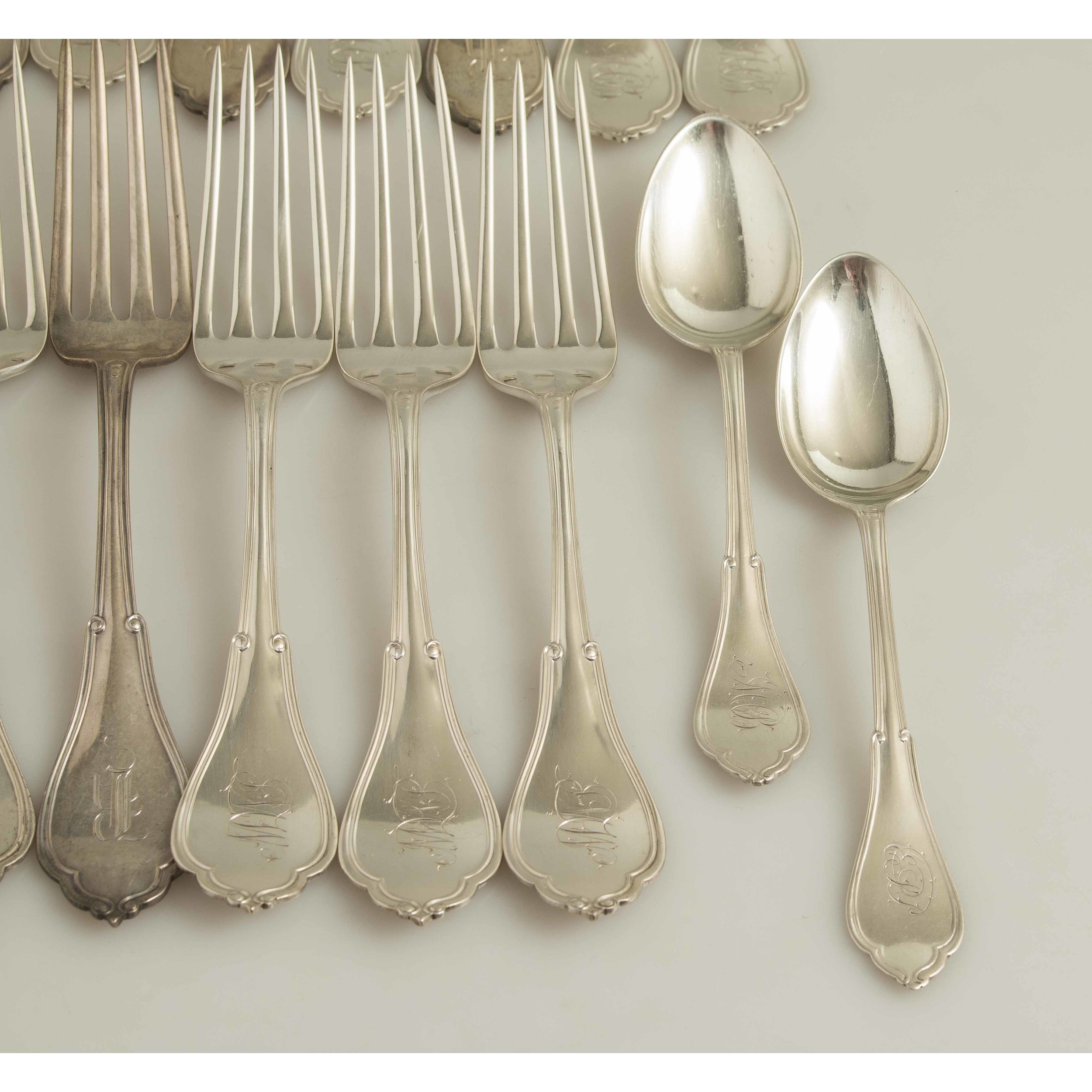 Schulz & Fischer Silver Flatware, Eureka Pattern | Witherell's Auction ...