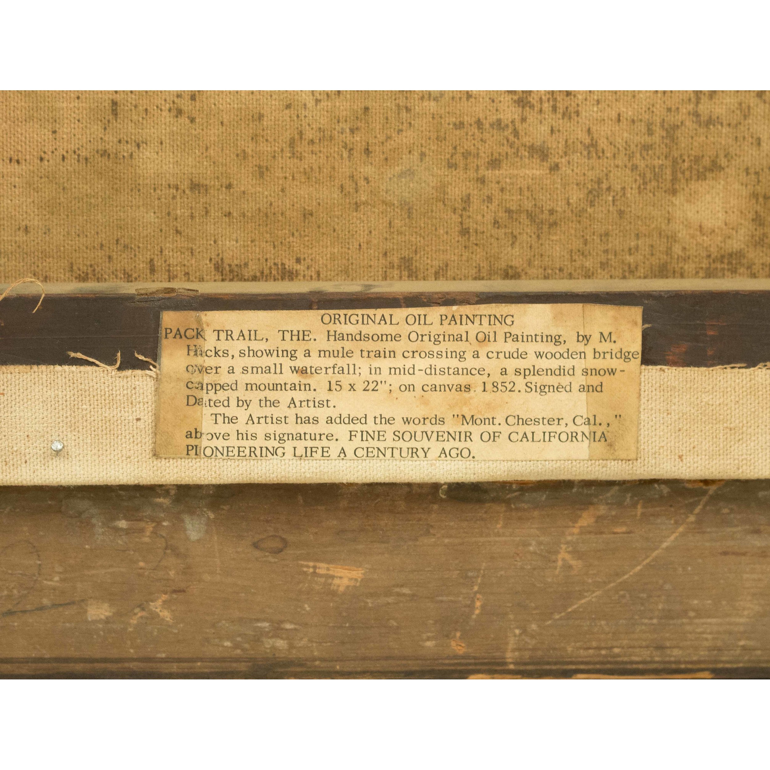 M. Hicks Painting "The Pack Trail 1852" | Witherell's Auction House
