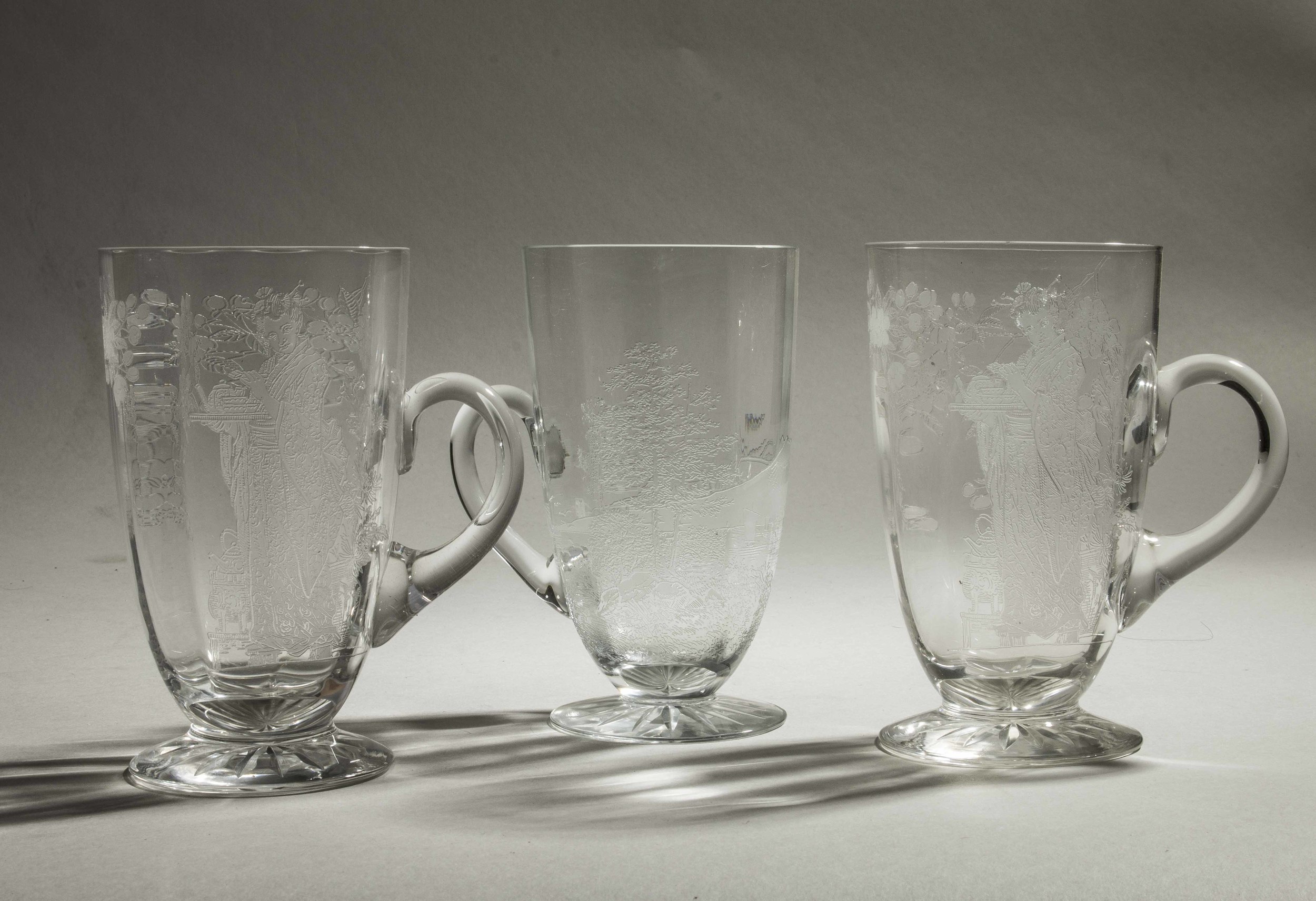 Three Large Etched Mugs | Witherell's Auction House