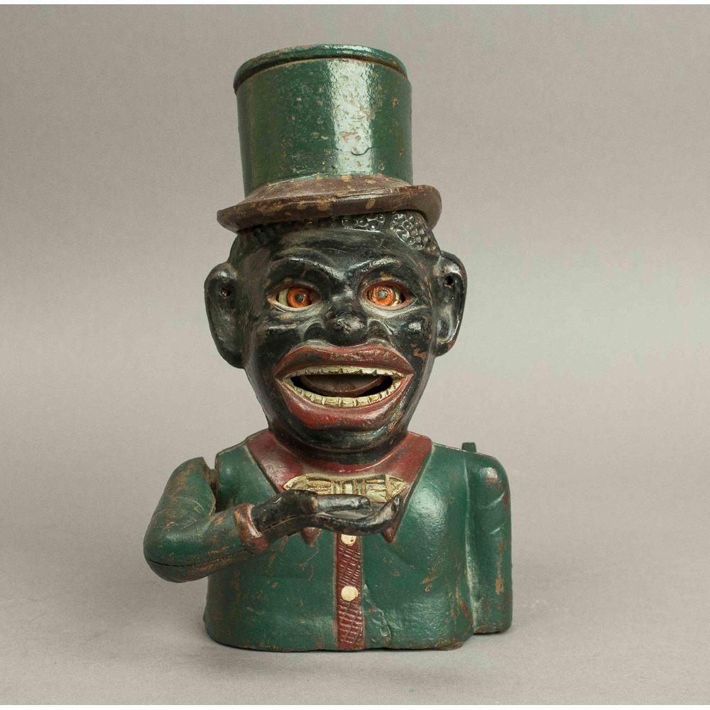 Jolly "N" Cast Iron Mechanical Bank, Black Americana | Witherell's ...