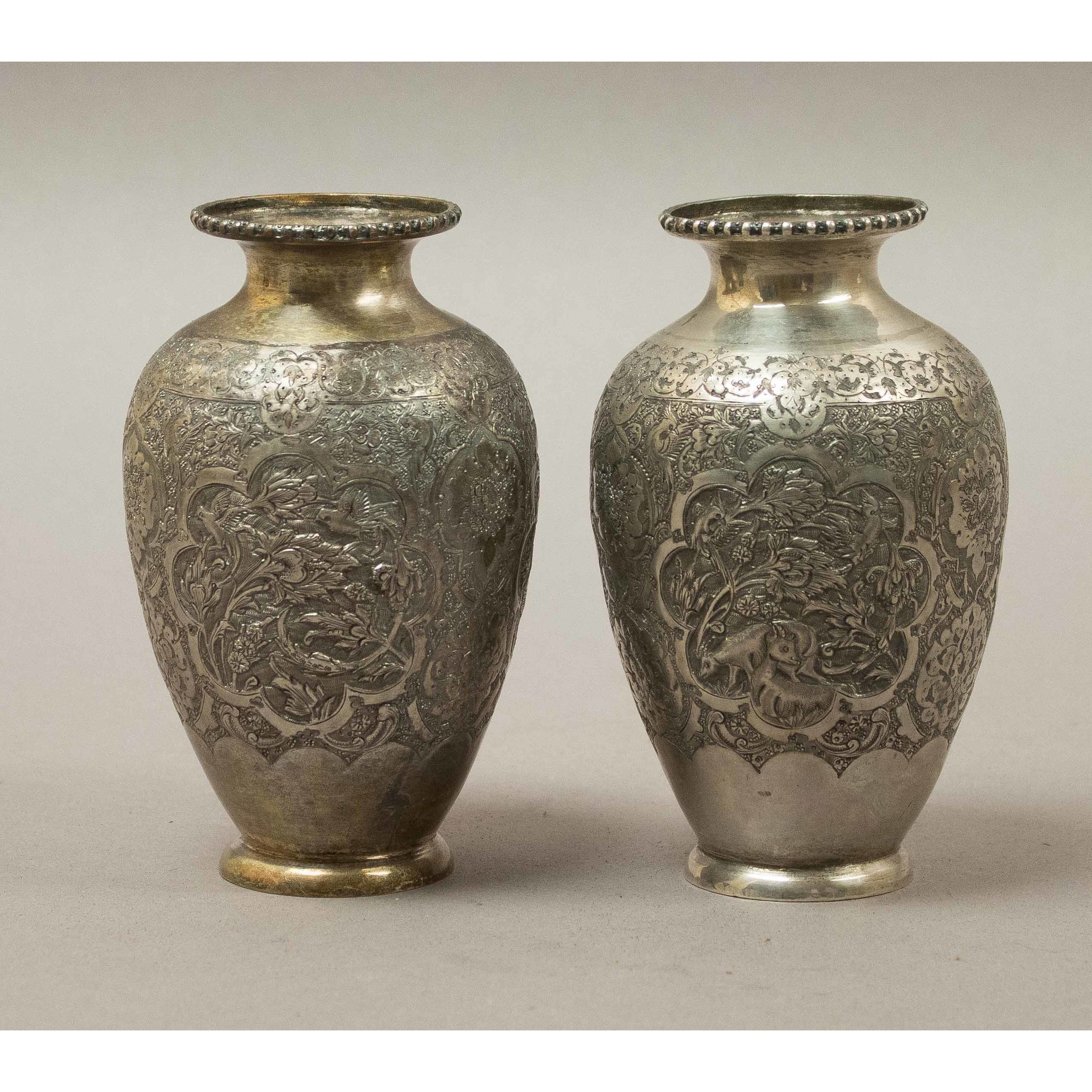 Pair of Persian Silver Vases, 11 Troy Oz. | Witherell's Auction House
