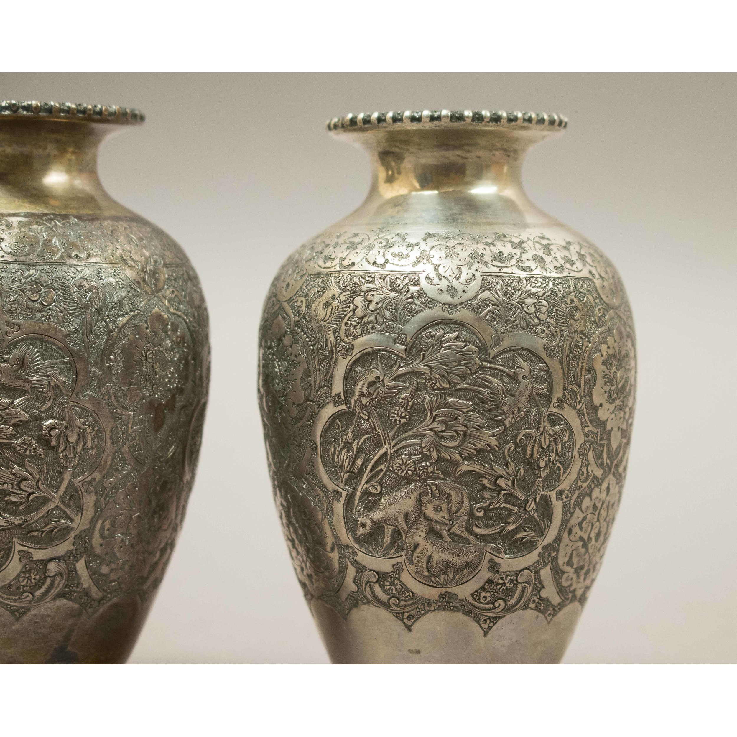 Pair of Persian Silver Vases, 11 Troy Oz. | Witherell's Auction House
