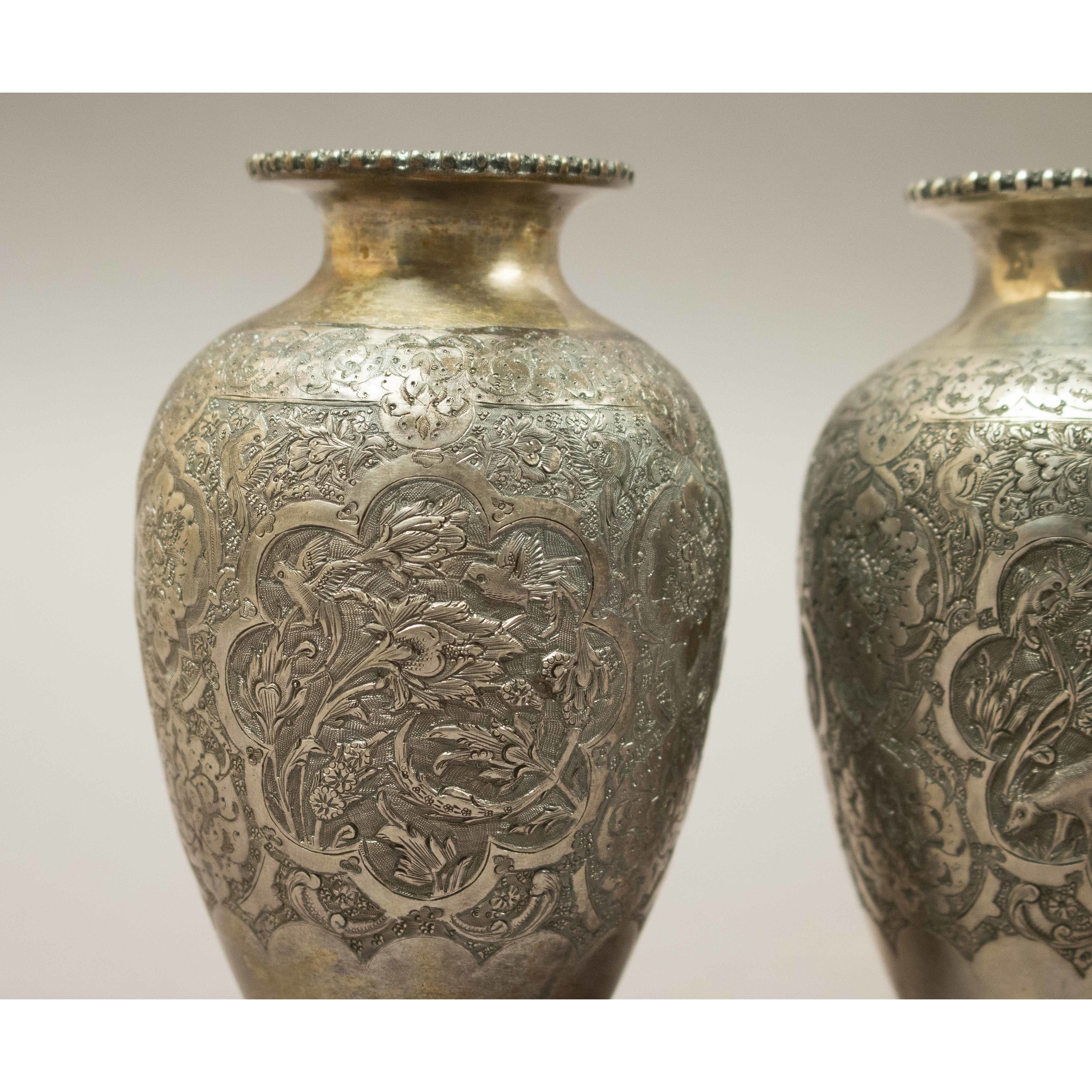 Pair of Persian Silver Vases, 11 Troy Oz. | Witherell's Auction House