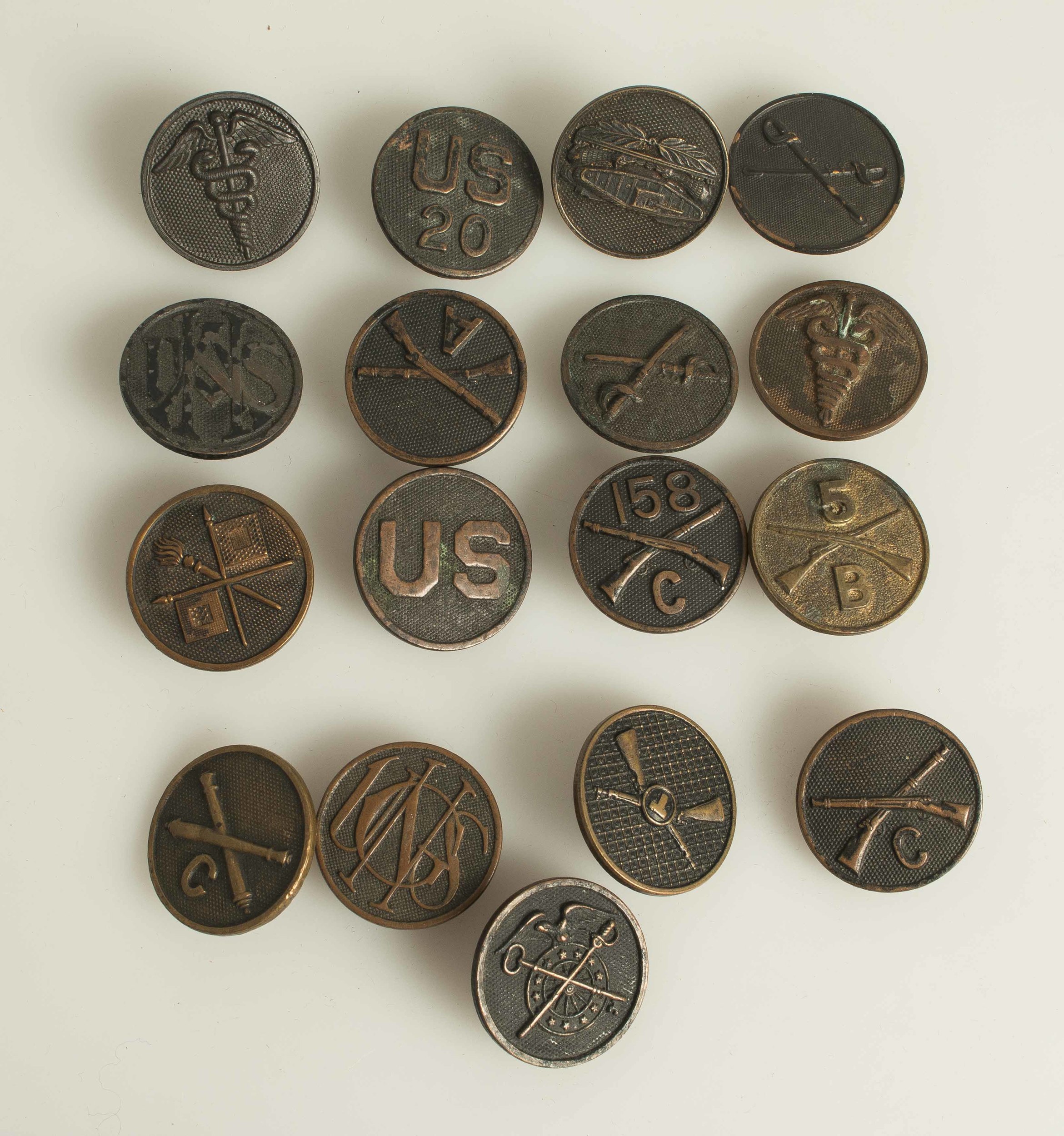 US WWI Medal Group and 16 US Collar Discs | Witherell's Auction House