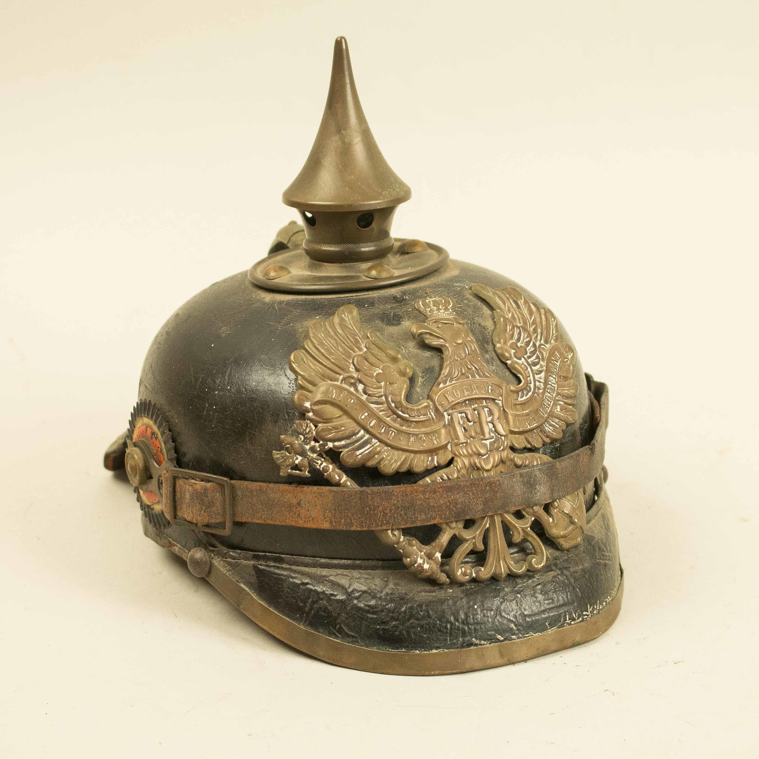 Imperial German Prussian spiked helmet w/ brass mounts | Witherell's ...