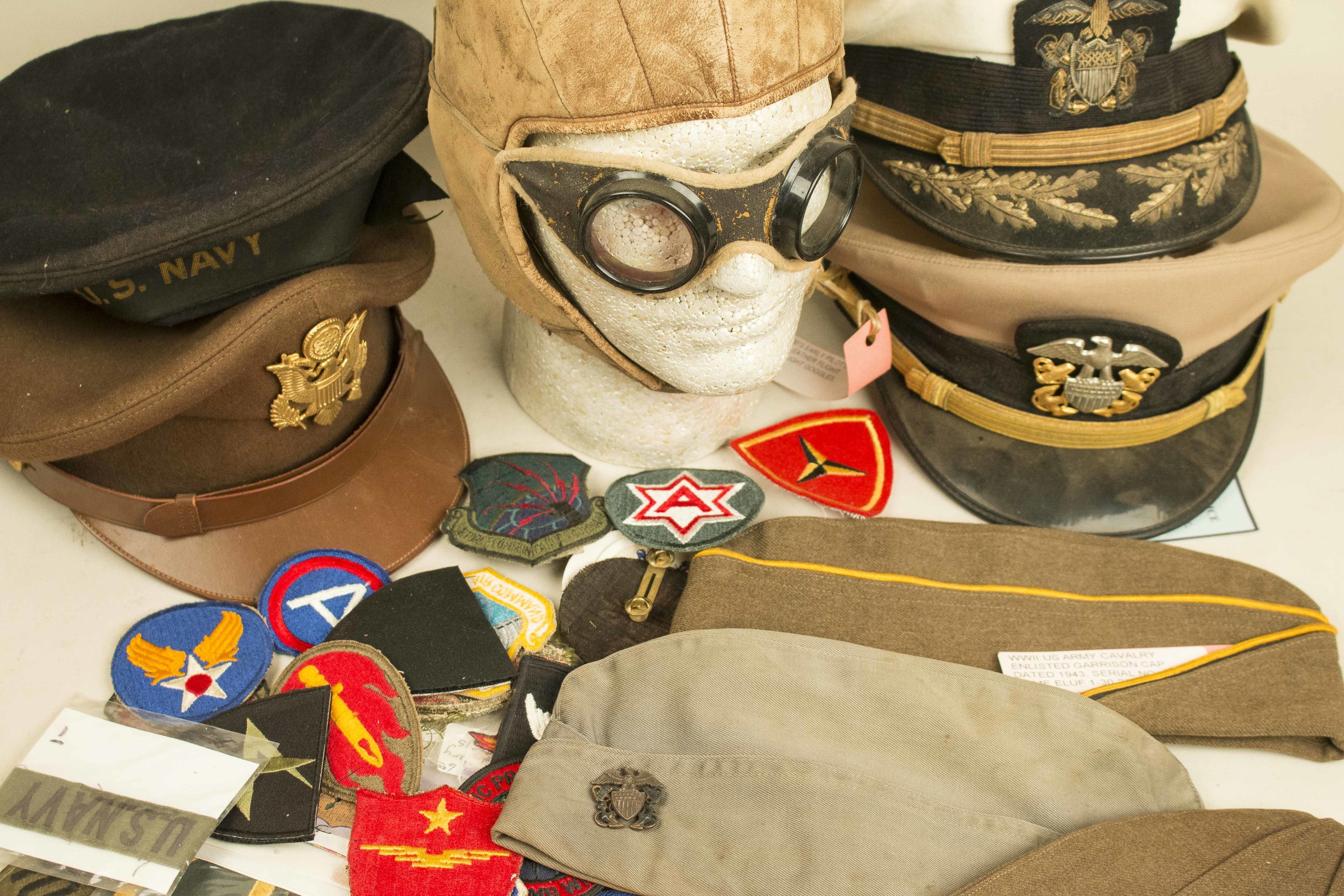 US WWII Officers' Hats, Flight Helmet, WWI and WWII Patches | Witherell ...
