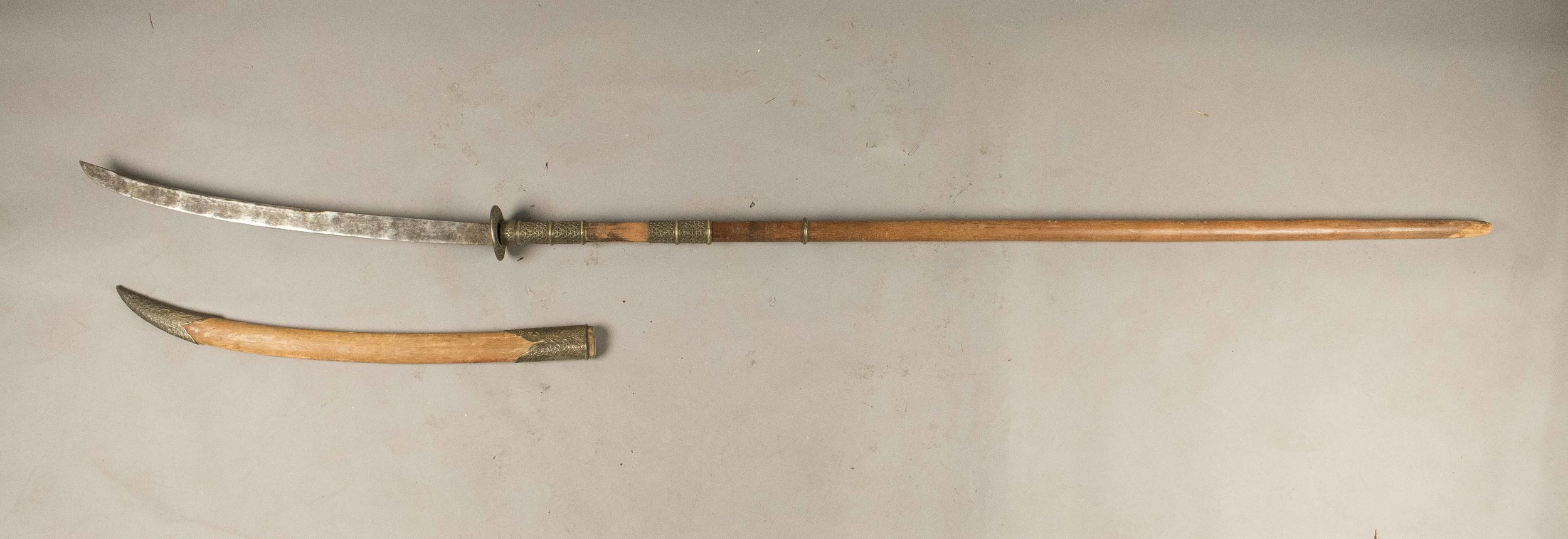 A Chinese Guandao Pole Arm, similar to a Naginata, Very Early and Fine ...