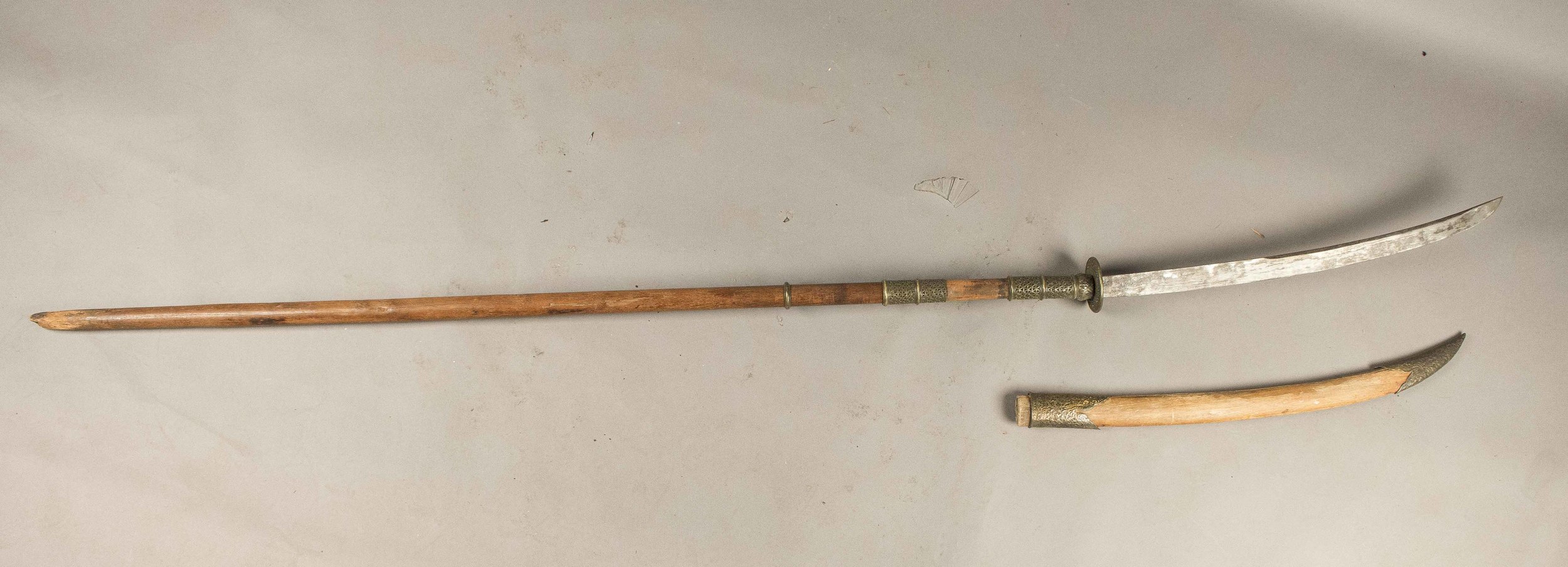 A Chinese Guandao Pole Arm, similar to a Naginata, Very Early and Fine ...