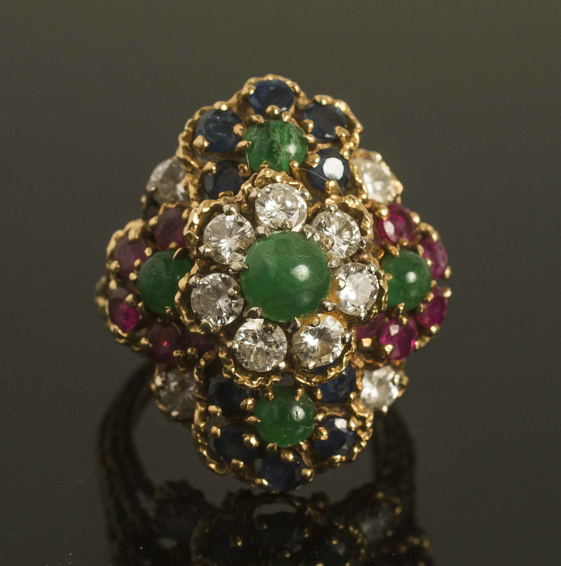 Ruby Emerald Sapphire Diamond 18k Ring Witherell s Auction House