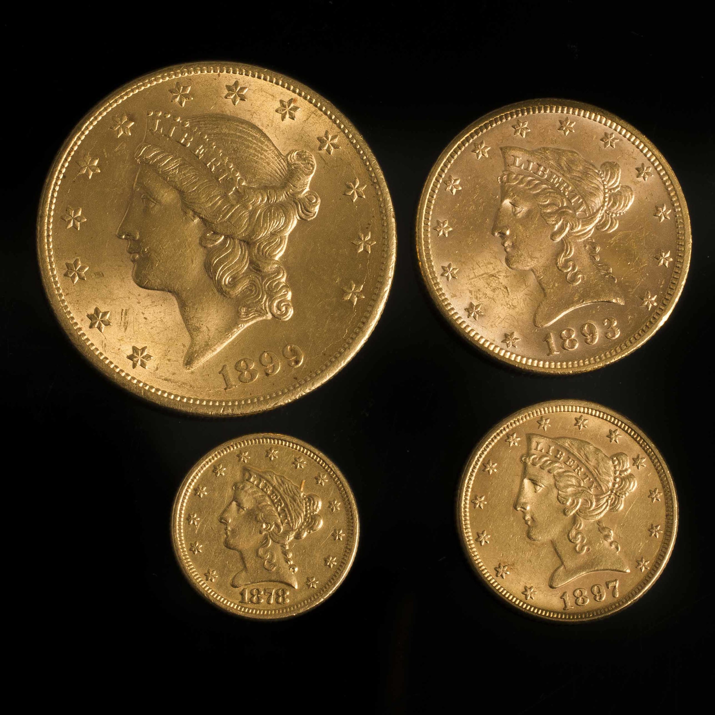 4 Pc U.S. Gold Type Set, Philadelphia Mint, Liberty Head | Witherell's ...