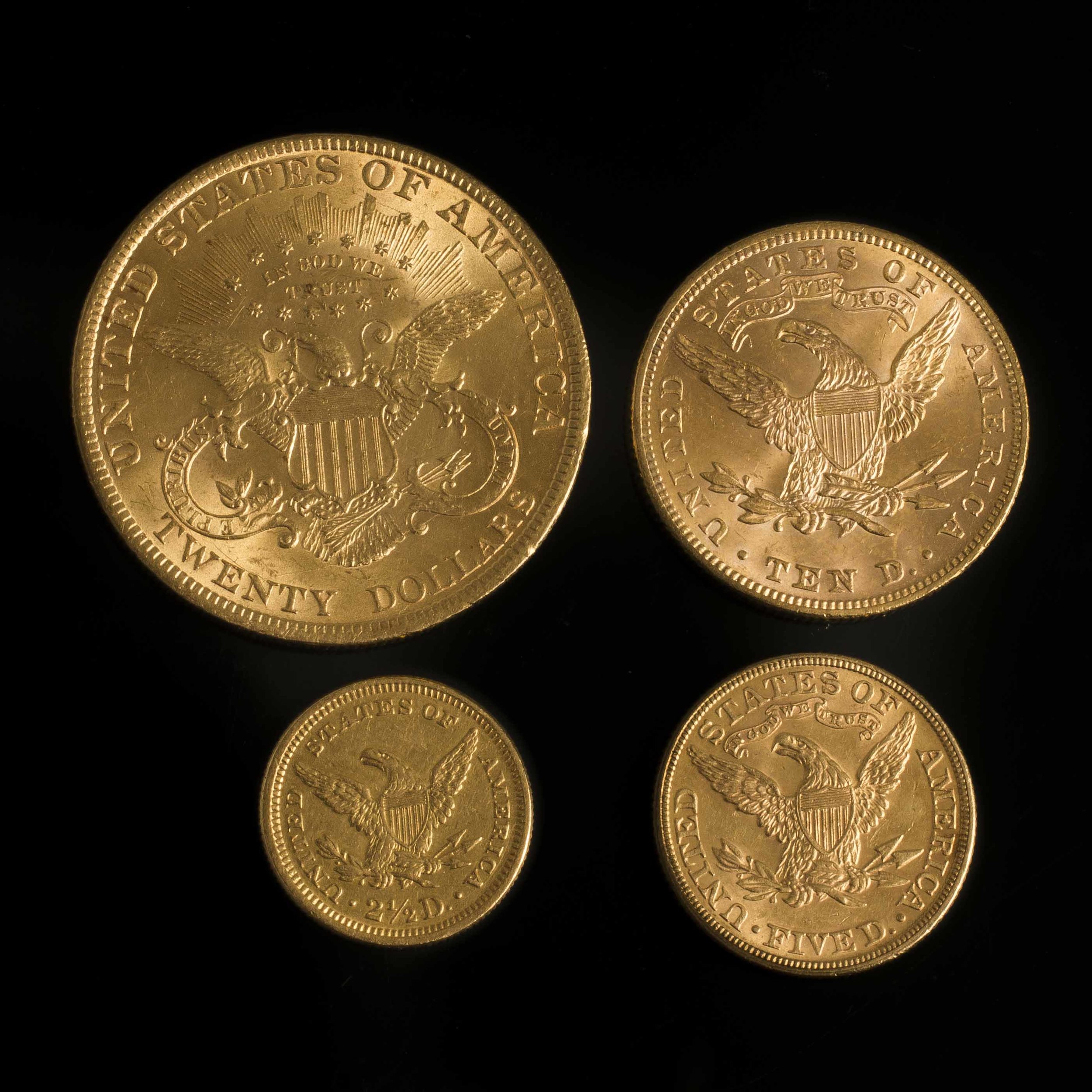 4 Pc U.S. Gold Type Set, Philadelphia Mint, Liberty Head | Witherell's ...