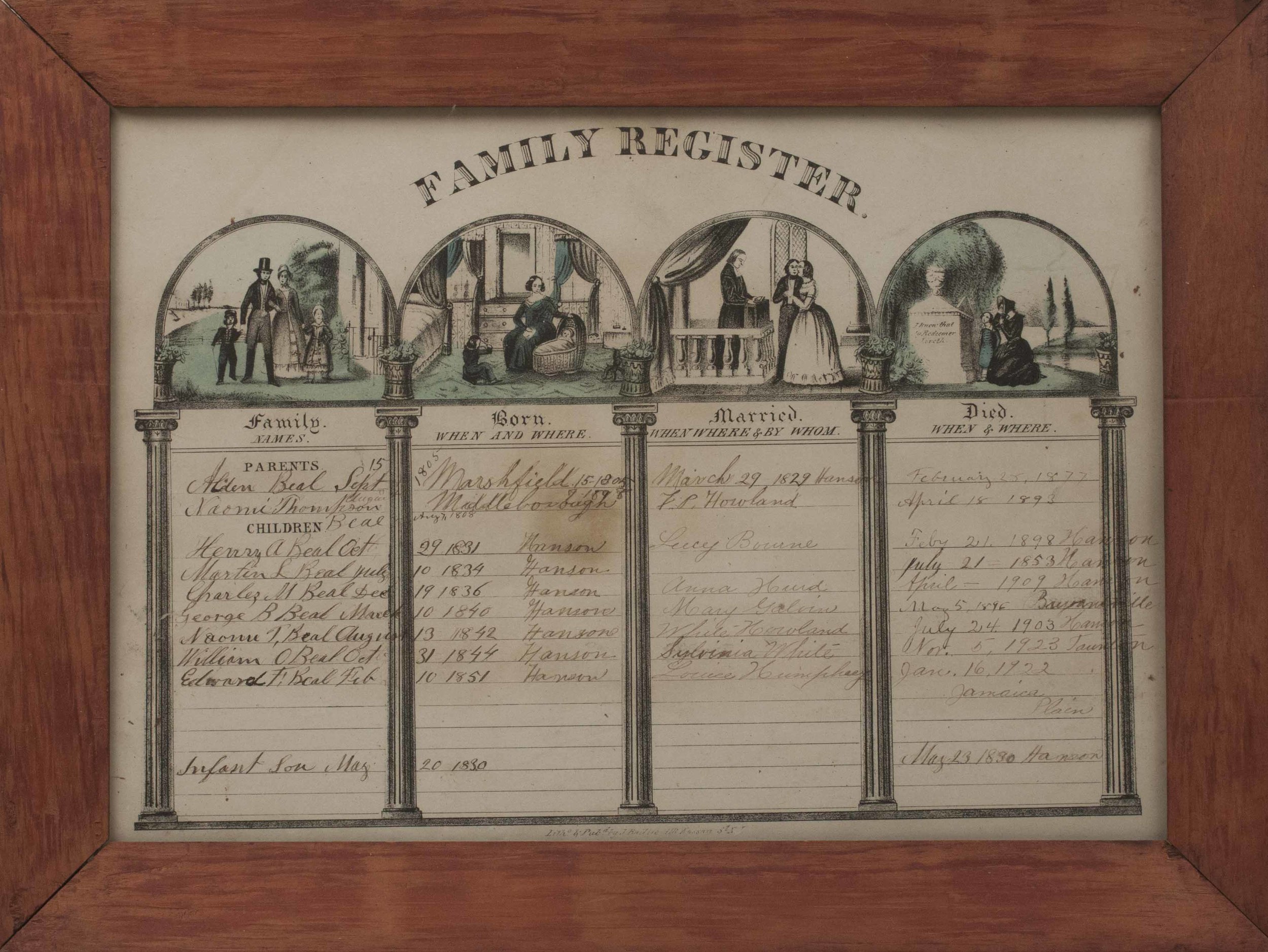 19th c Massachusetts Family Register | Witherell's Auction House