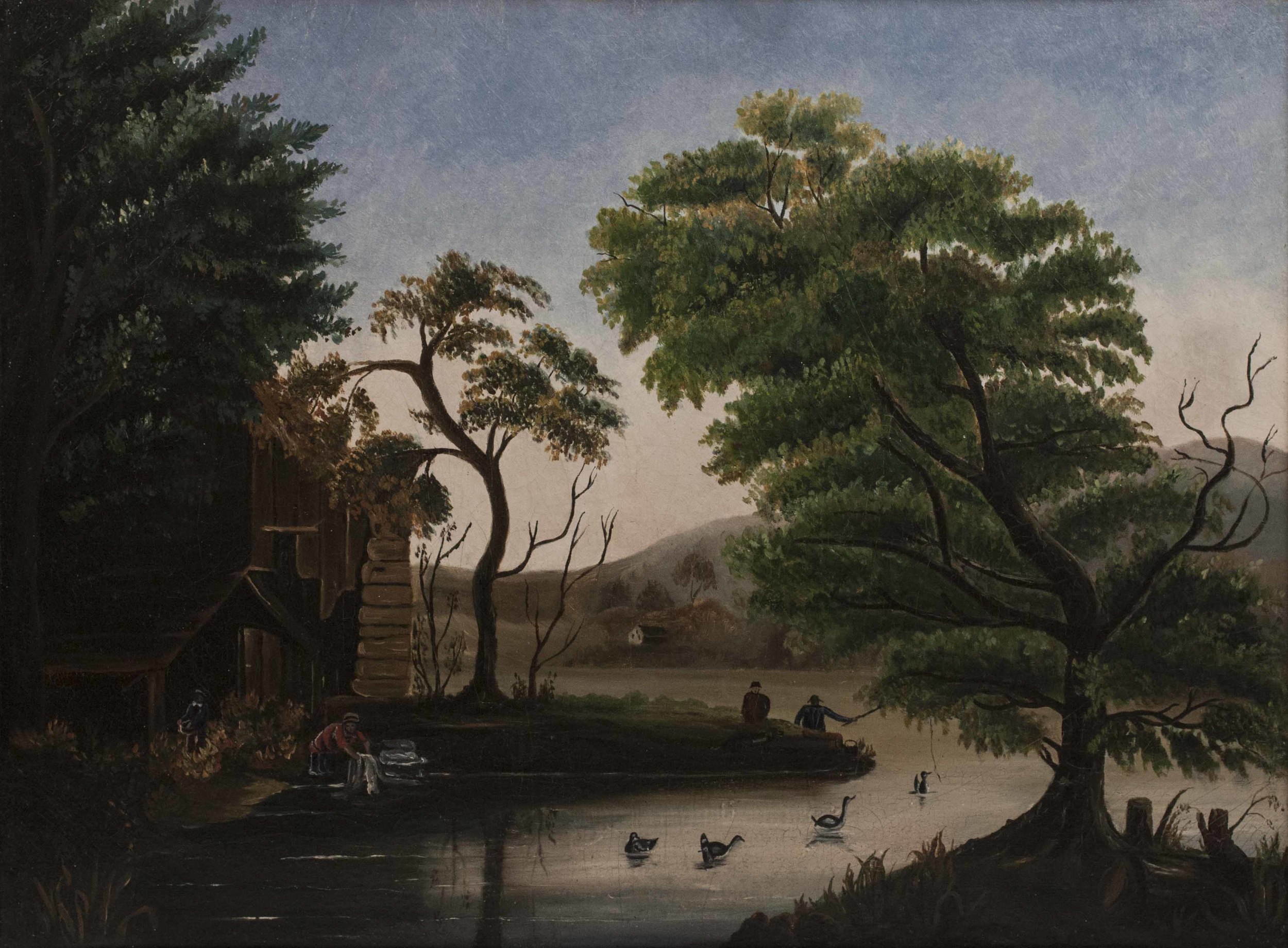 Antique Primitive Landscape Painting | Witherell's Auction House