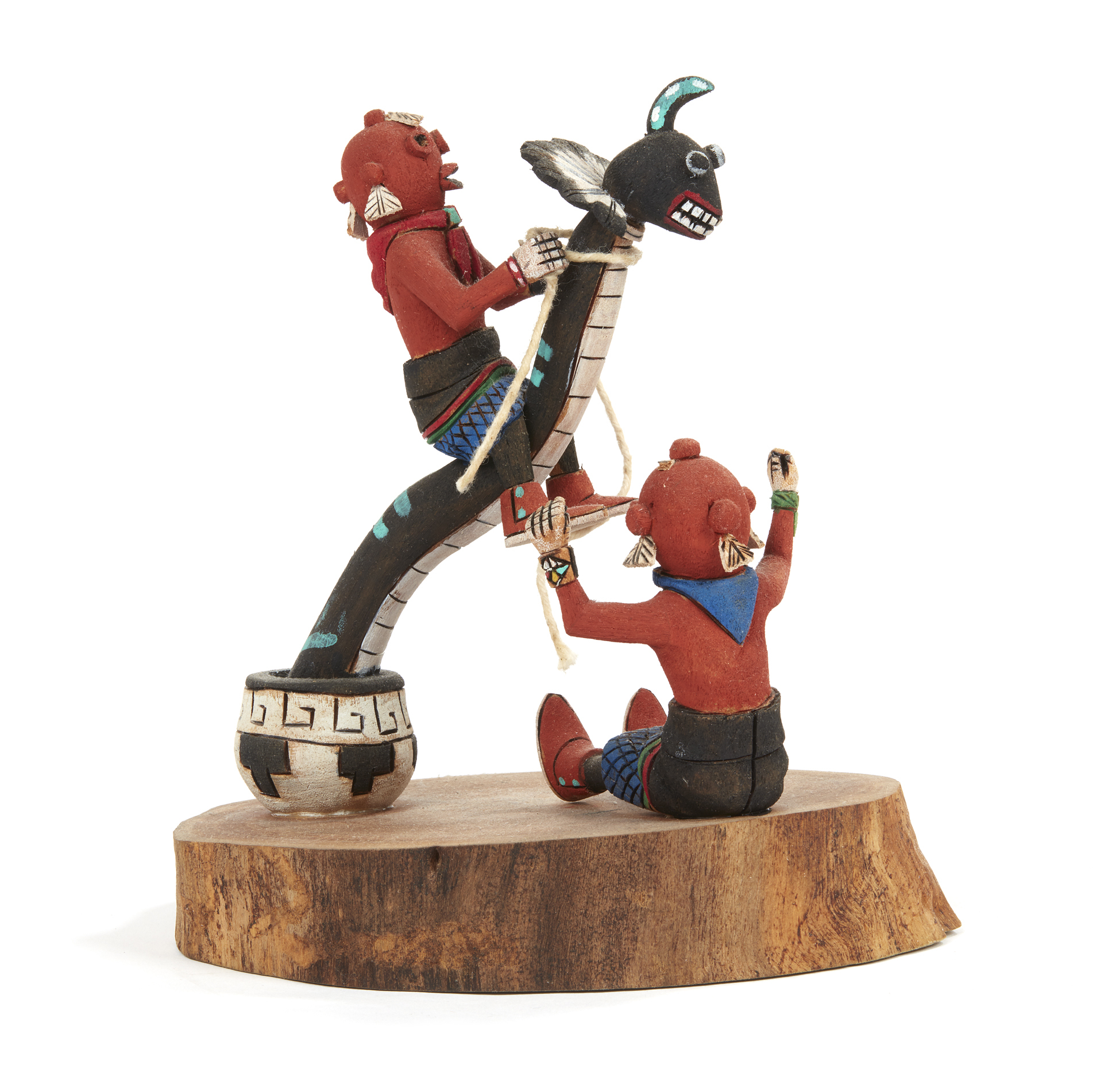 Hopi Plumed Water Serpent Kachina with Mud Heads "Palölökong, Koyemsi ...