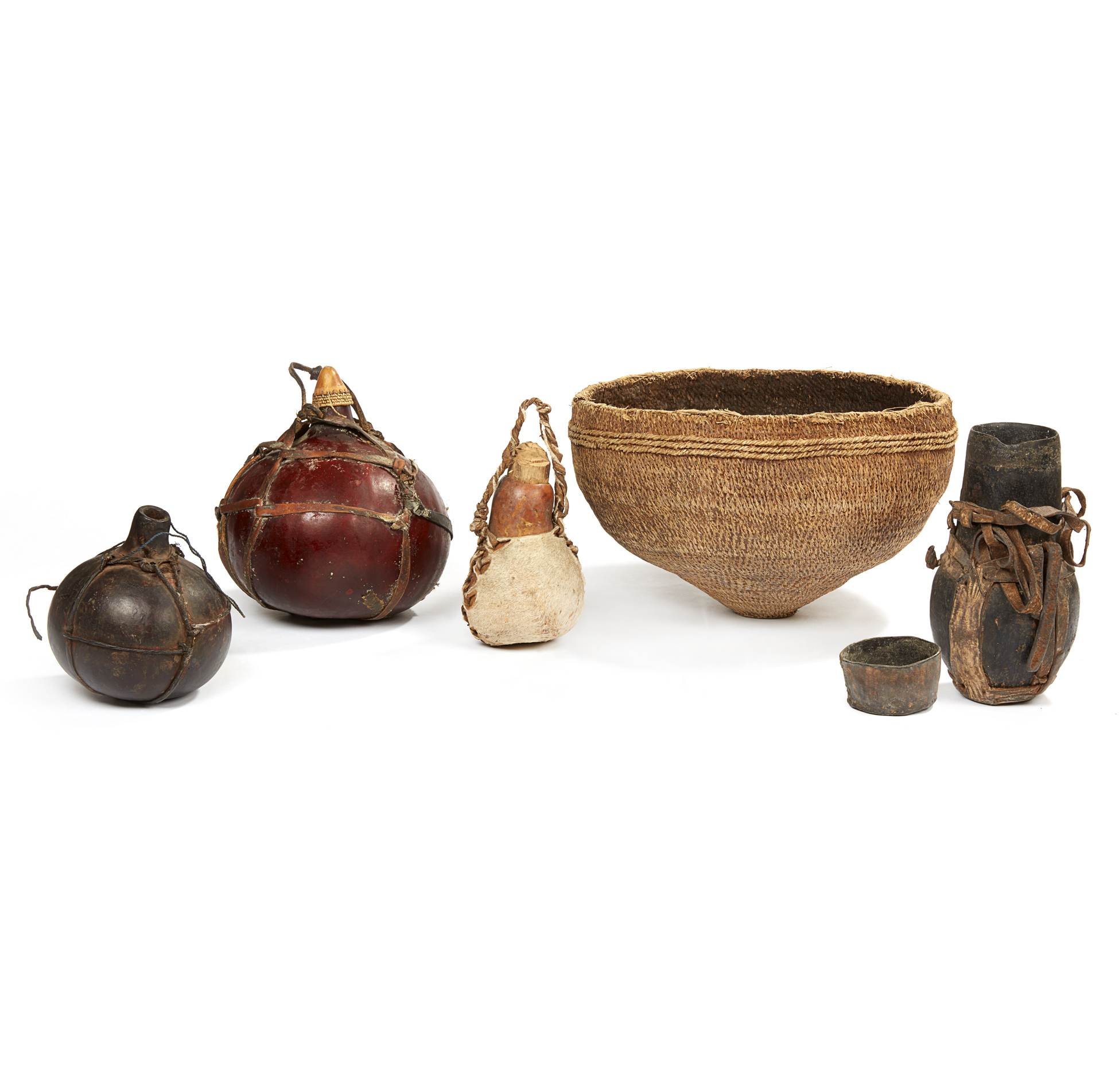 Four Kenya Gourd Containers & a Milk Container | Witherell's Auction House