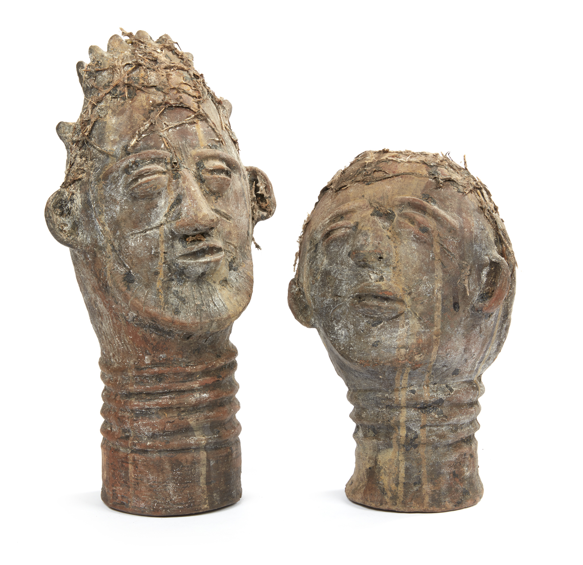 Two Akan Ceramic Heads | Witherell's Auction House