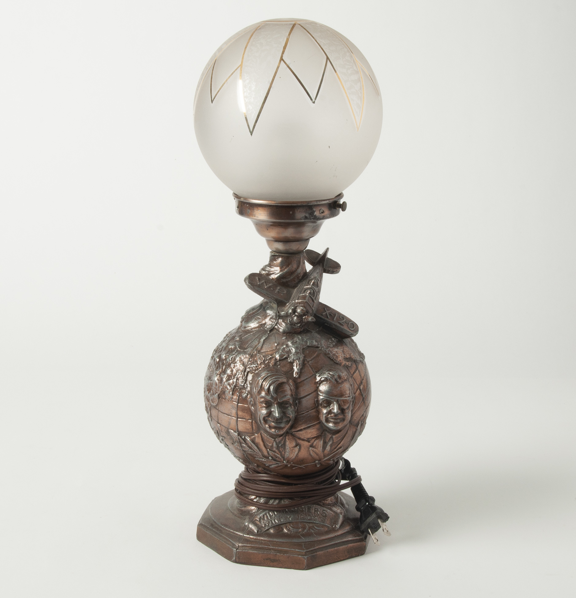 Will Rogers and Wiley Post Globe Lamp | Witherell's Auction House