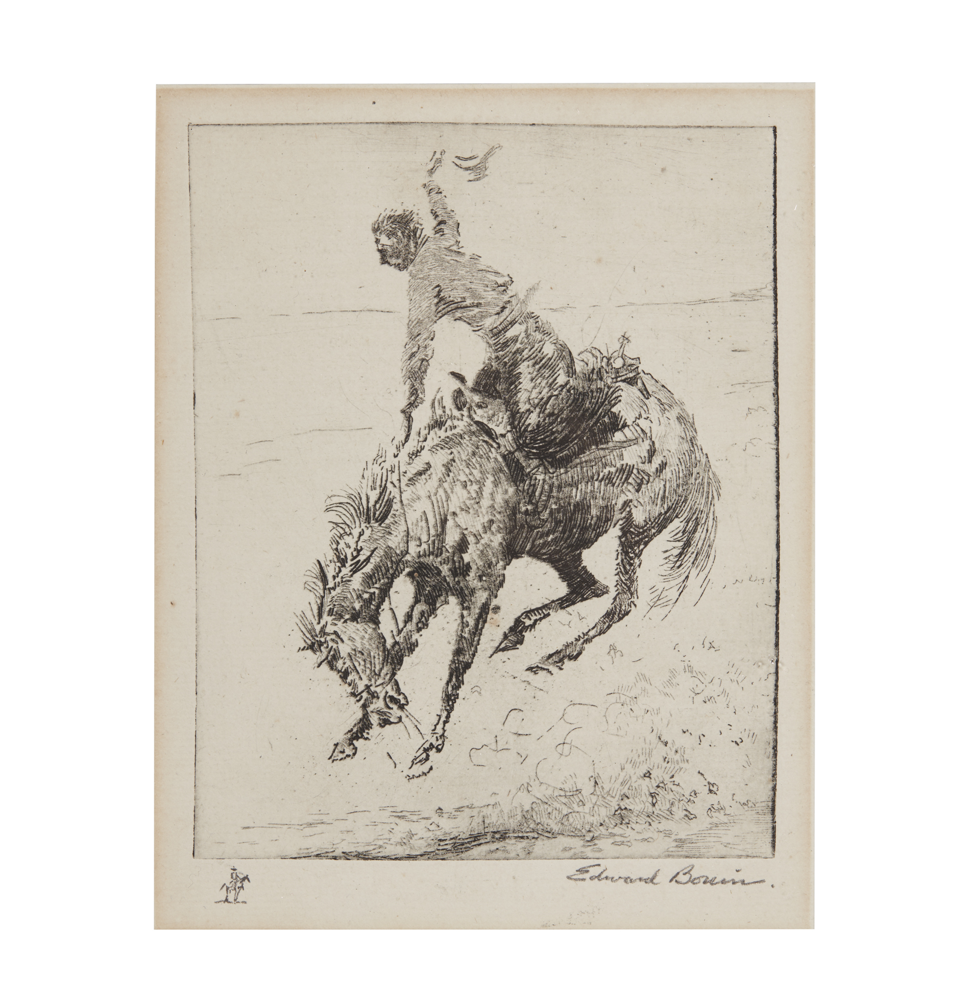 Etching, Edward Borein (1872-1945), Cowboy | Witherell's Auction House