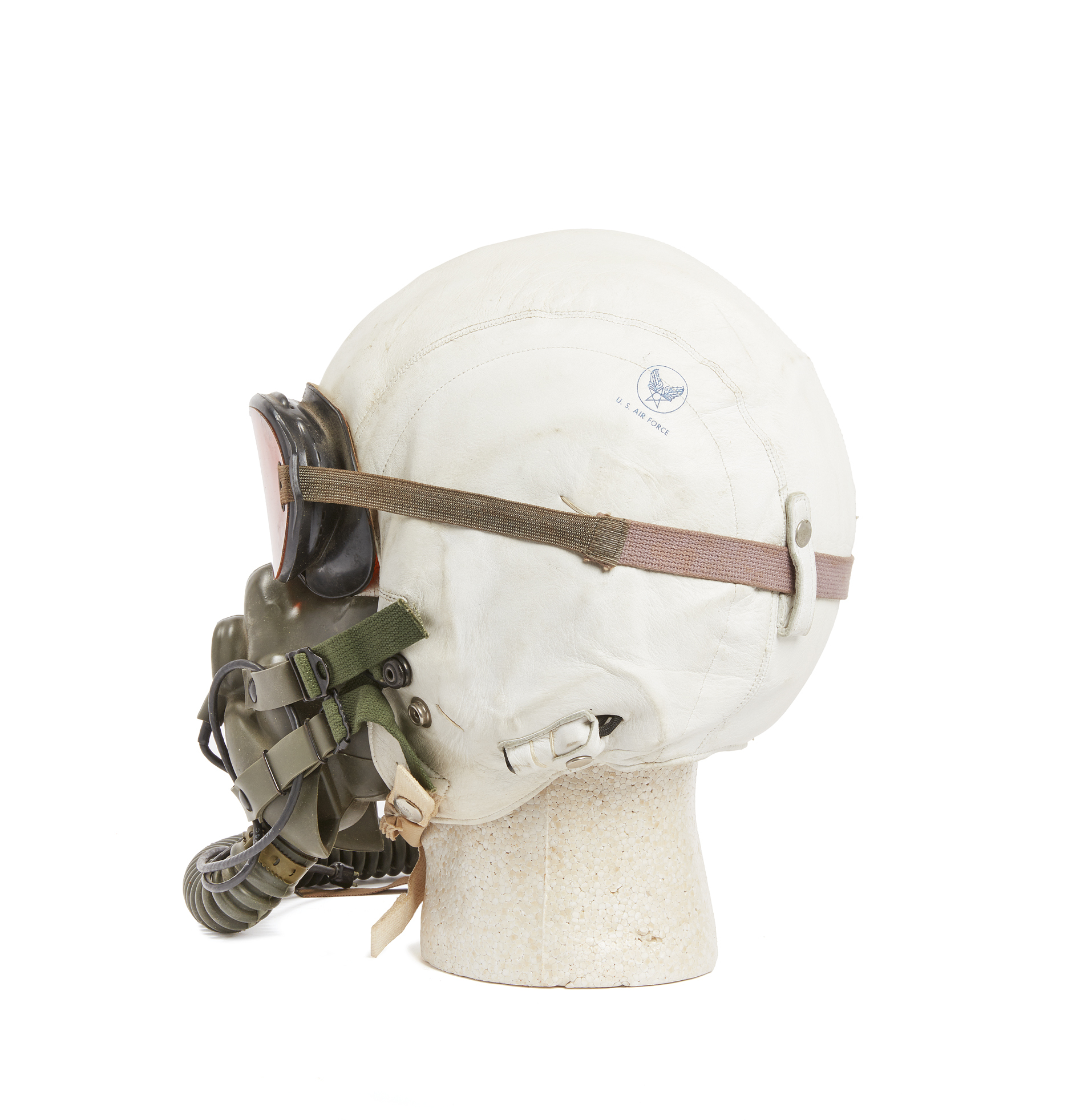 U.S. Air Force White Leather Covered Rigid Flight Helmet | Witherell's ...