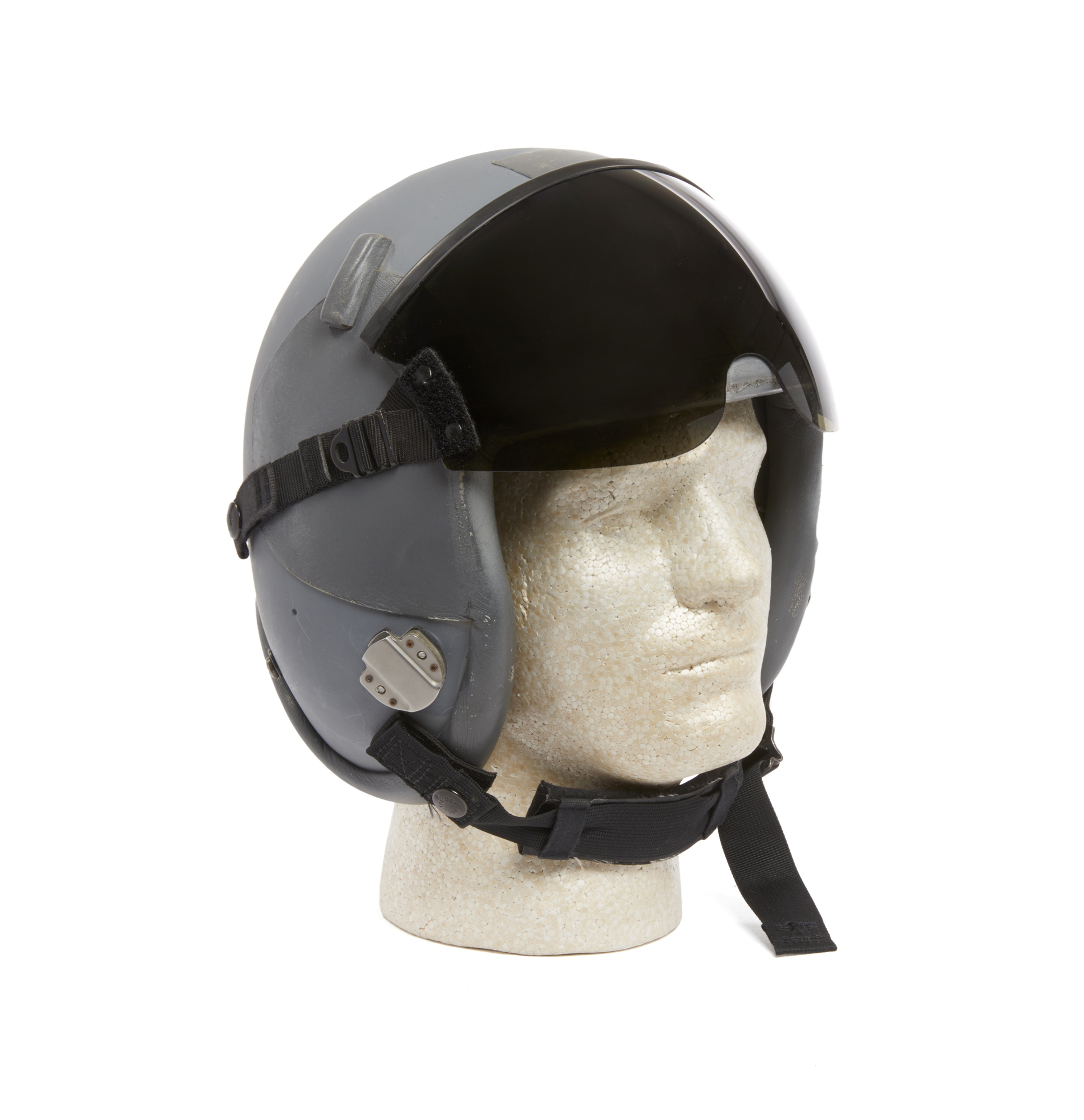 U.S. Tactical Gray Flight Helmet and Black Leather Covered Visor ...