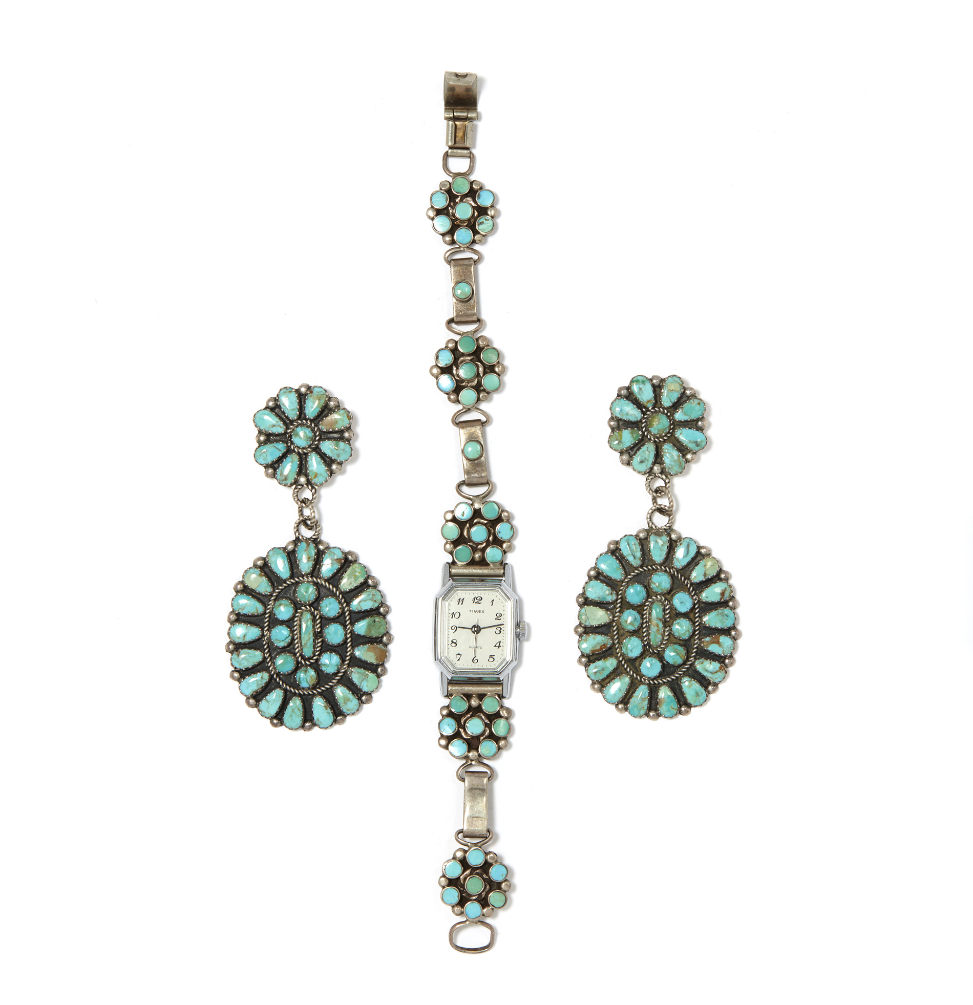 Zuni Silver and Turquoise Jewelry Suite | Witherell's Auction House