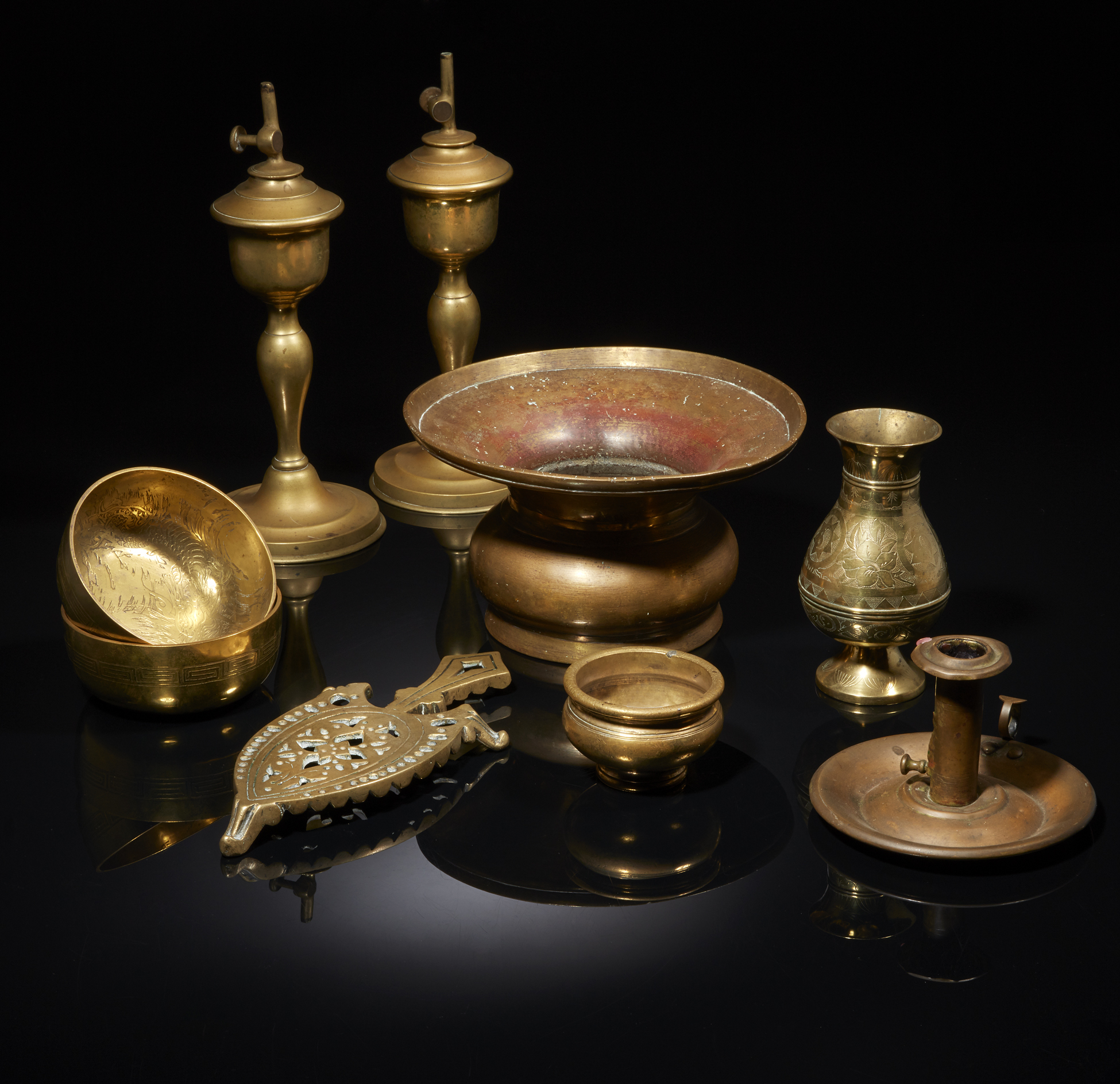 Assorted Asian and English Brass Items | Witherell's Auction House