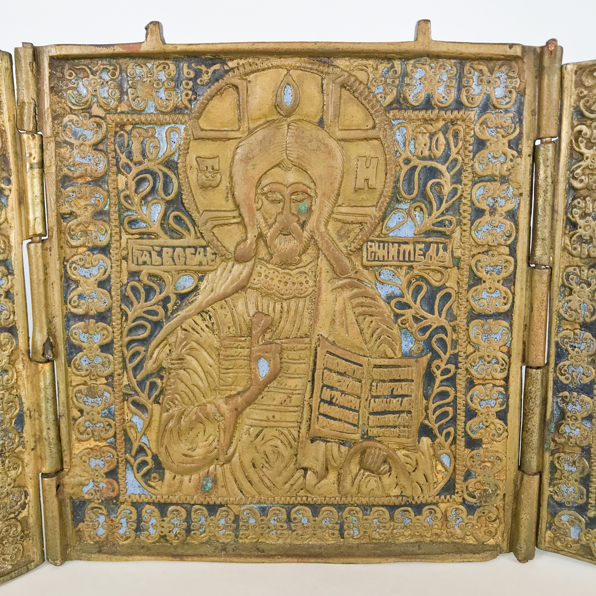 19th Century Russian Orthodox Bronze and Enamel Folding Icon Screen ...