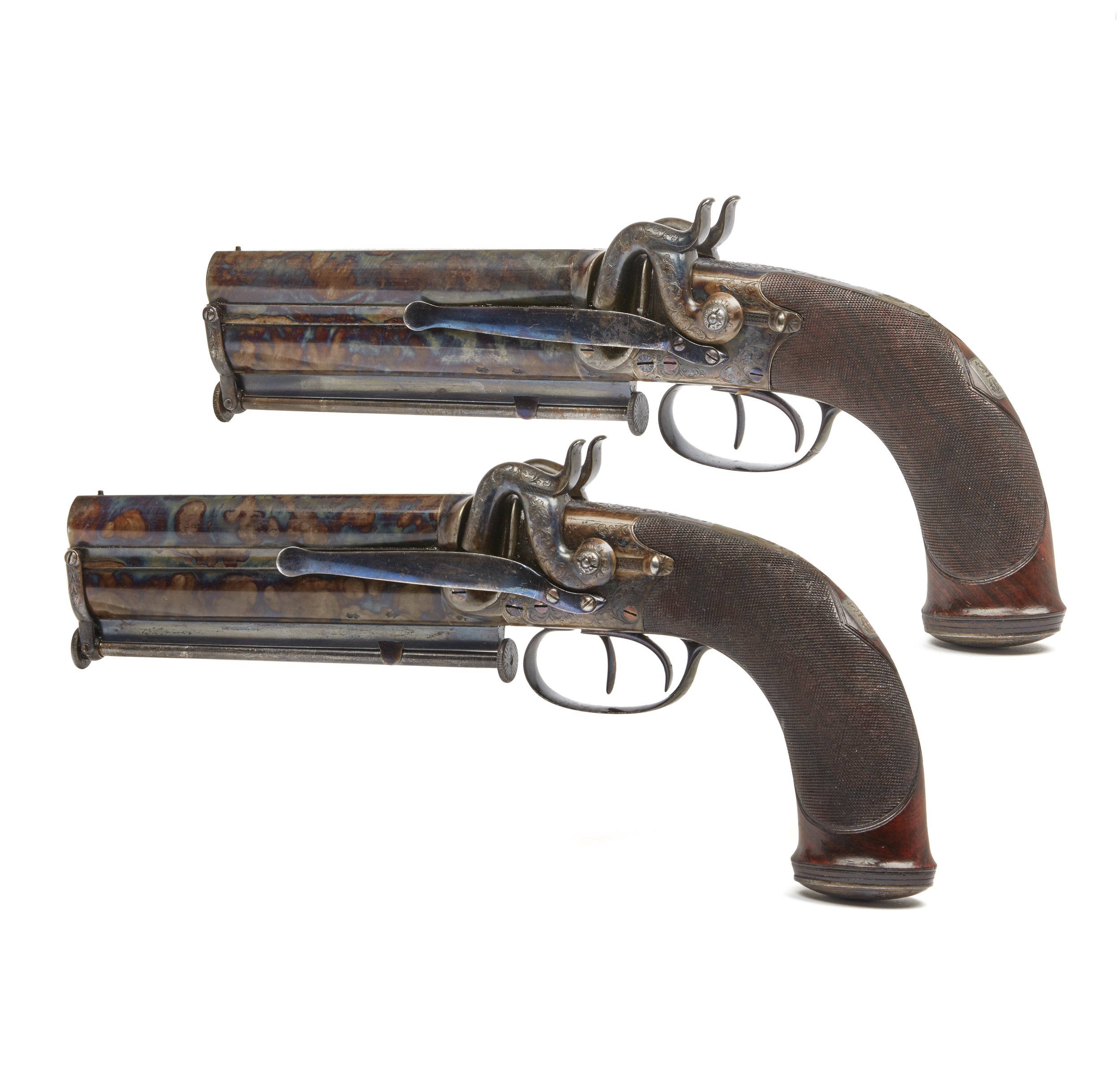 Pair of Wilkinson Over and Under Double Barreled Howdah Pistols ...