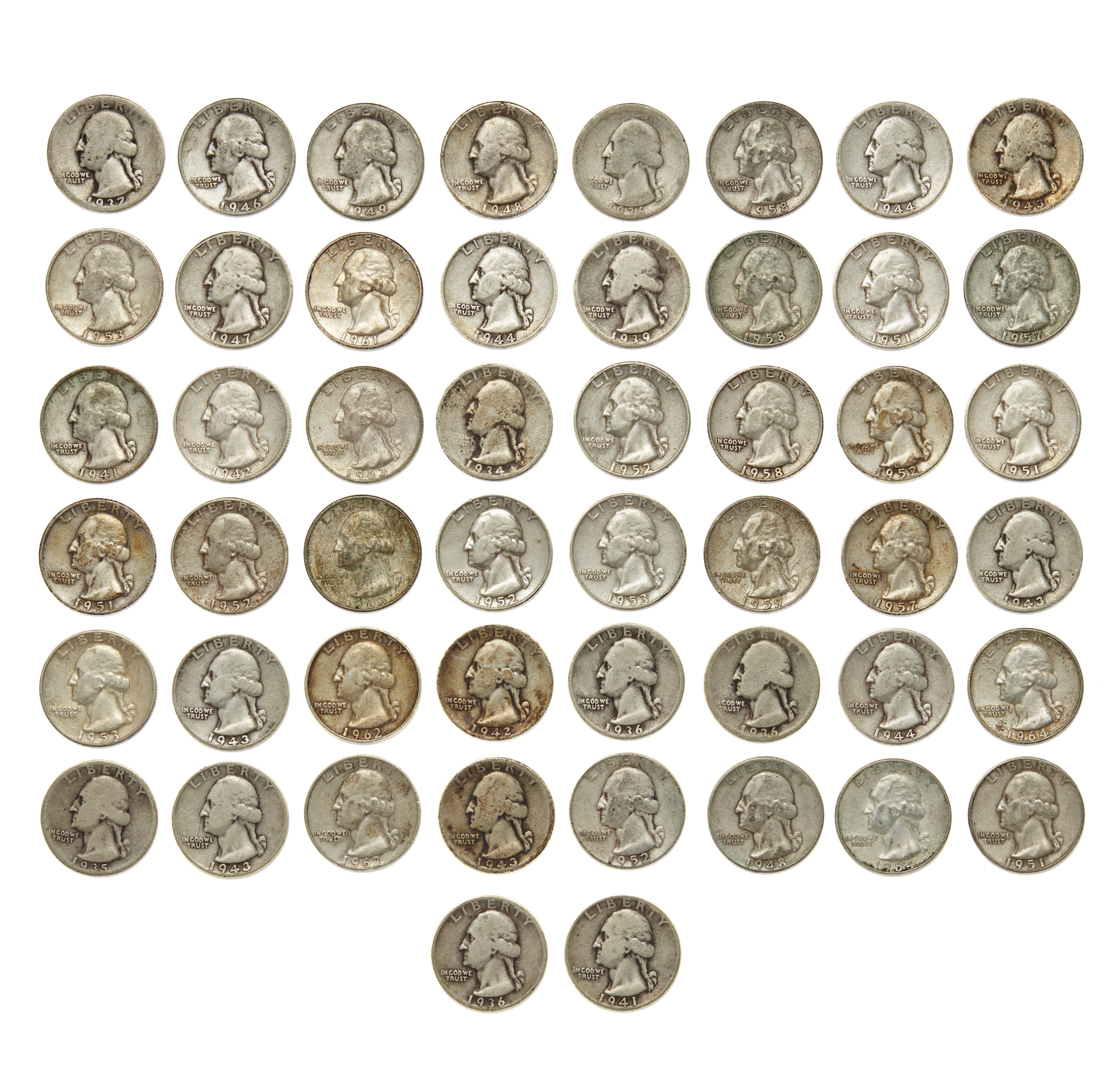 Fifty pre-1964 Silver Quarters | Witherell's Auction House