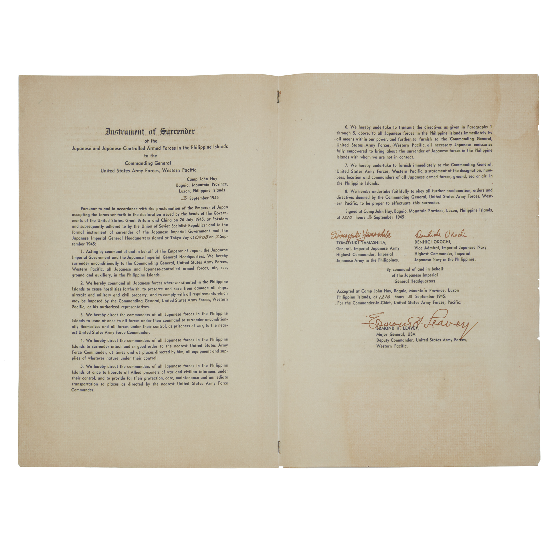 Instrument of Surrender | Witherell's Auction House