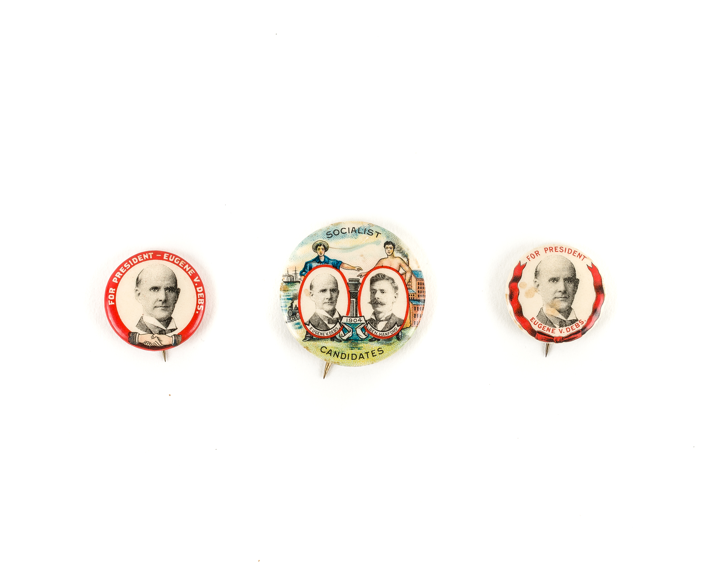 Three Socialist Party Campaign Pins | Witherell's Auction House