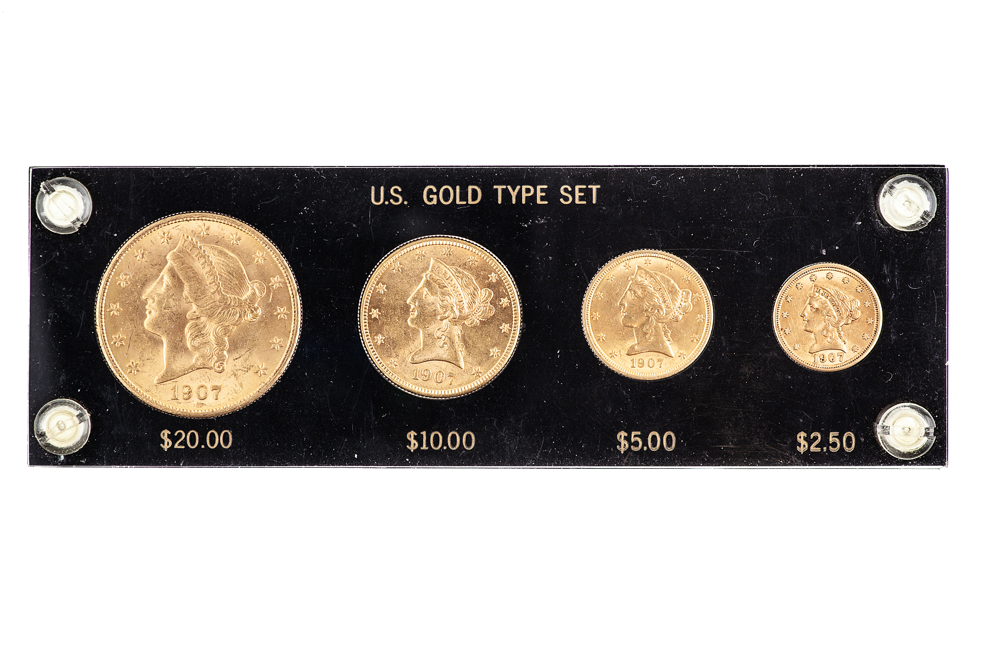 1907 Gold Type Set Consisting of $20, $10, $5, and $2.5 Liberty Coins ...