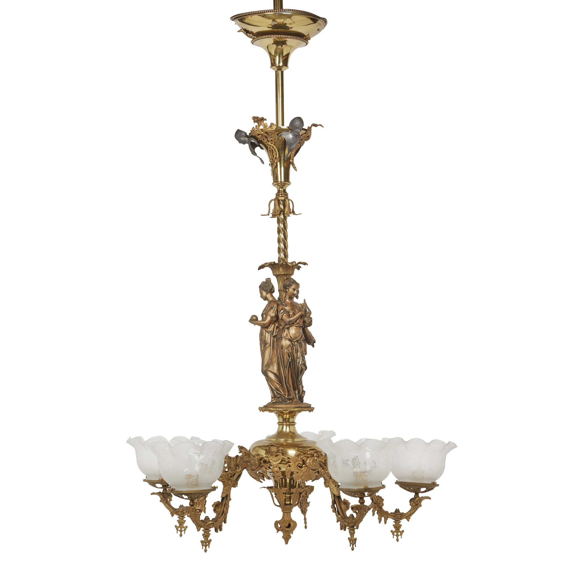 19th Century American Gasolier, Attributed to Cornelius & Baker ...