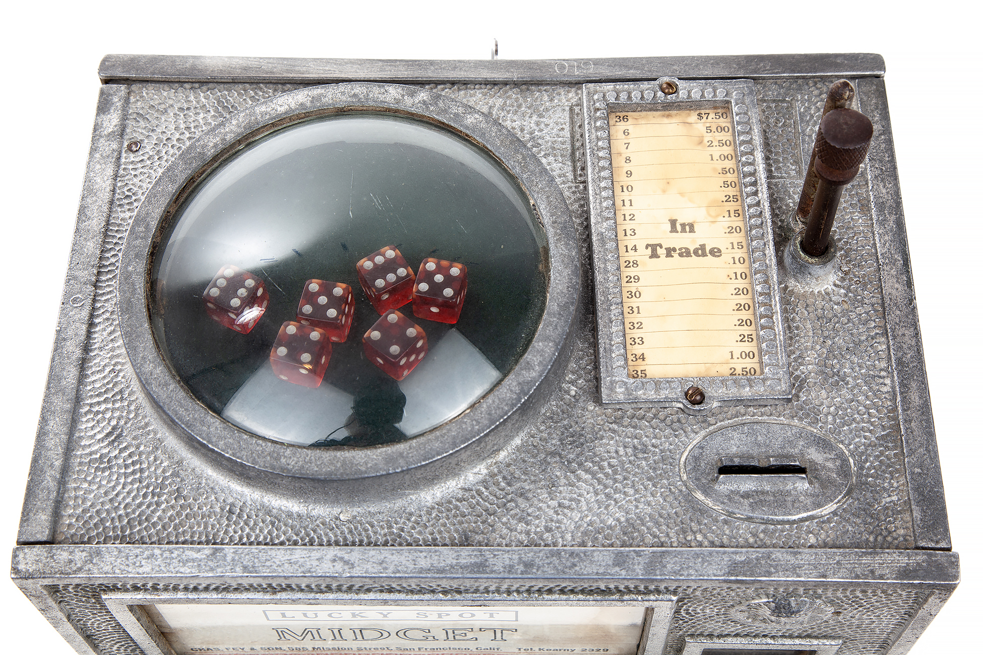 Charles Fey, Midget Lucky Spot Dice Trade Simulator | Witherell's ...