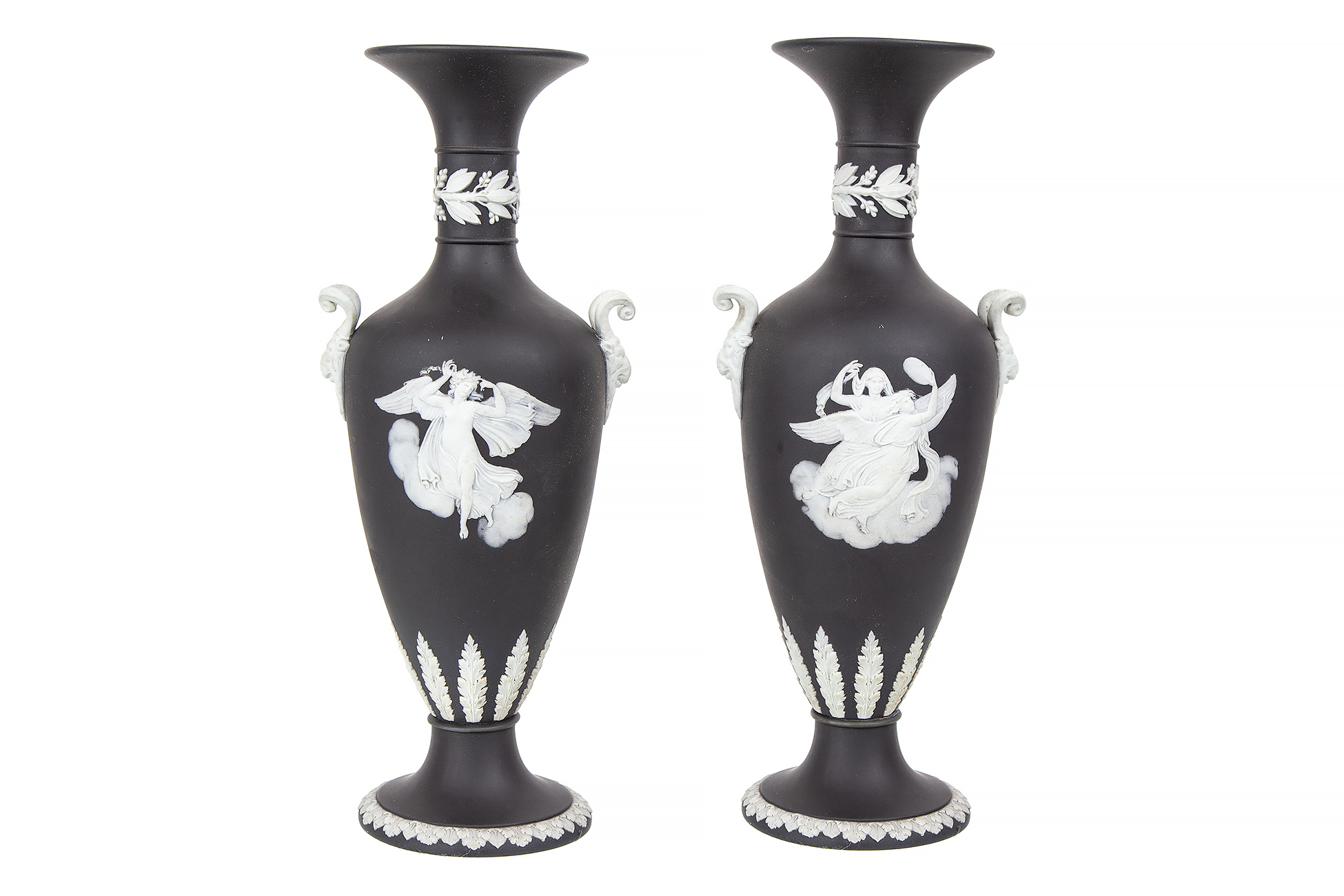 Pair Wedgwood Black Jasper Vases | Witherell's Auction House Pair Wedgwood Black Jasper Vases | Witherell's Auction House