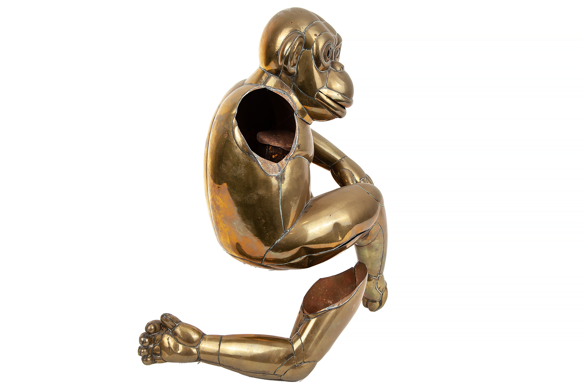 Large Sergio Bustamonte Brass Rhino Wall Art & Monkey | Witherell's ...