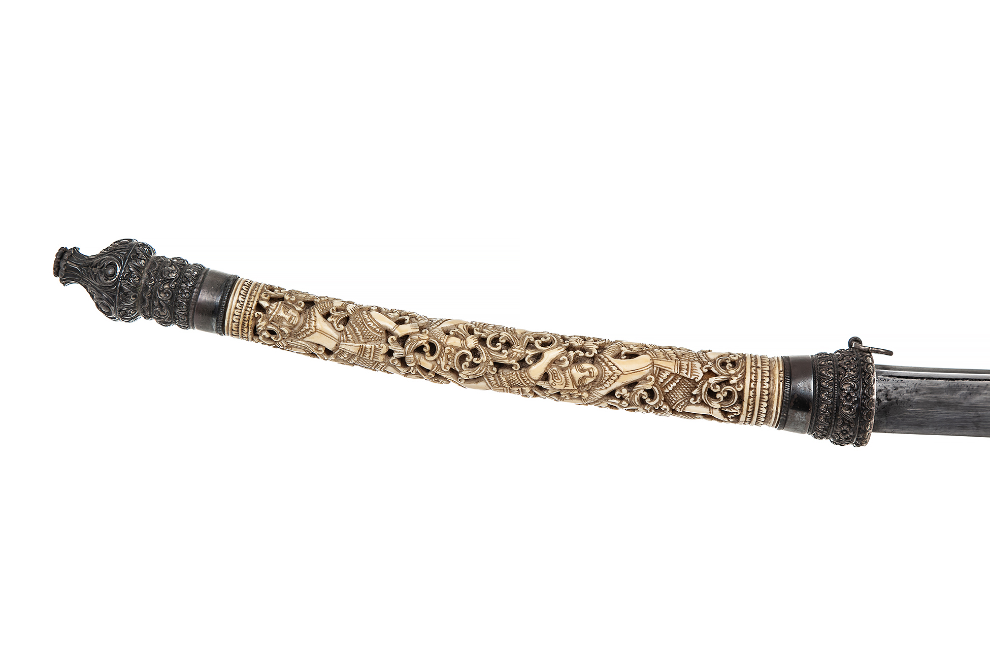 Burmese or Thai Silver mounted Dha Short Sword | Witherell's Auction House