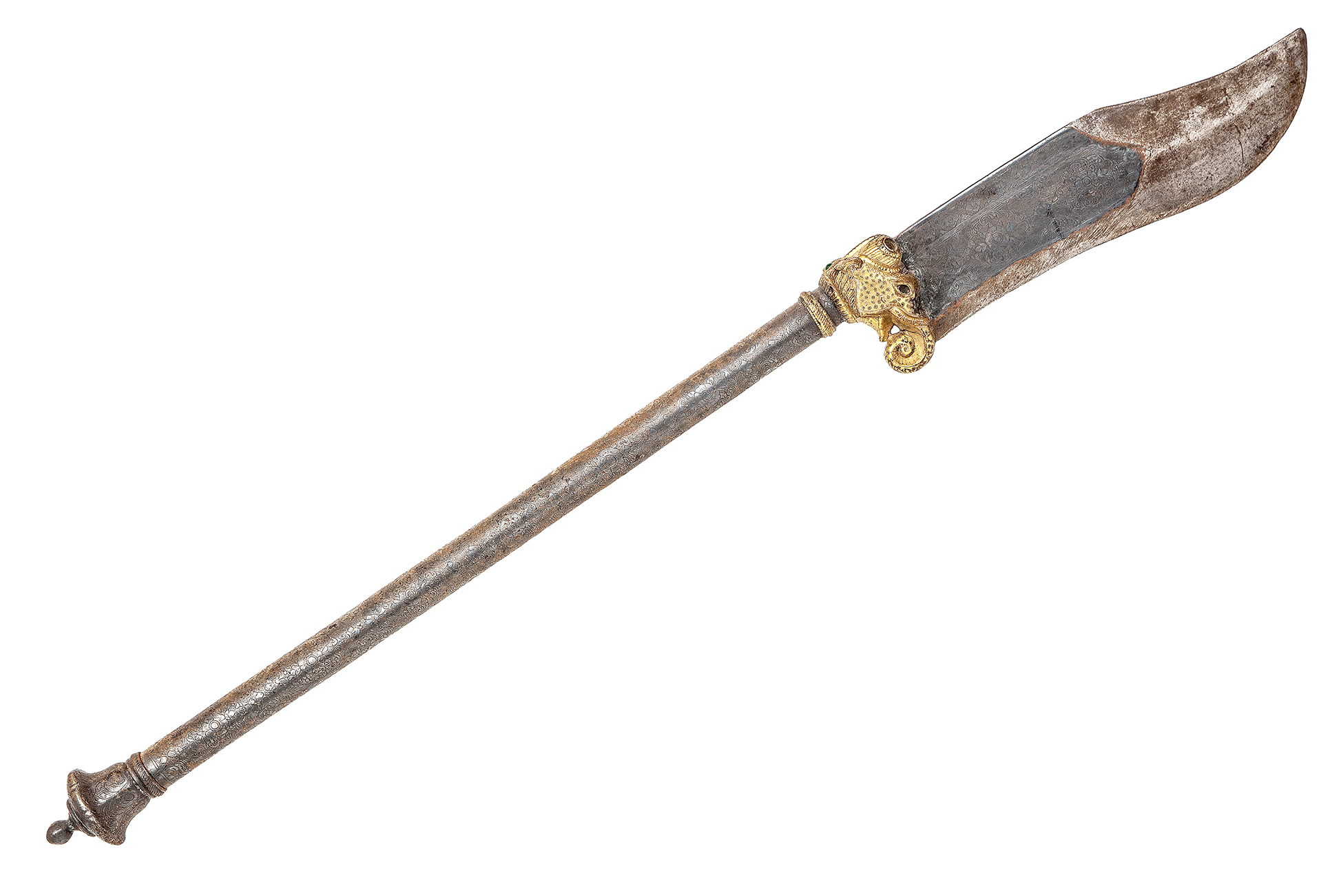 Indian Bhuj Axe Dagger with gilt Elephant’s Head | Witherell's Auction ...