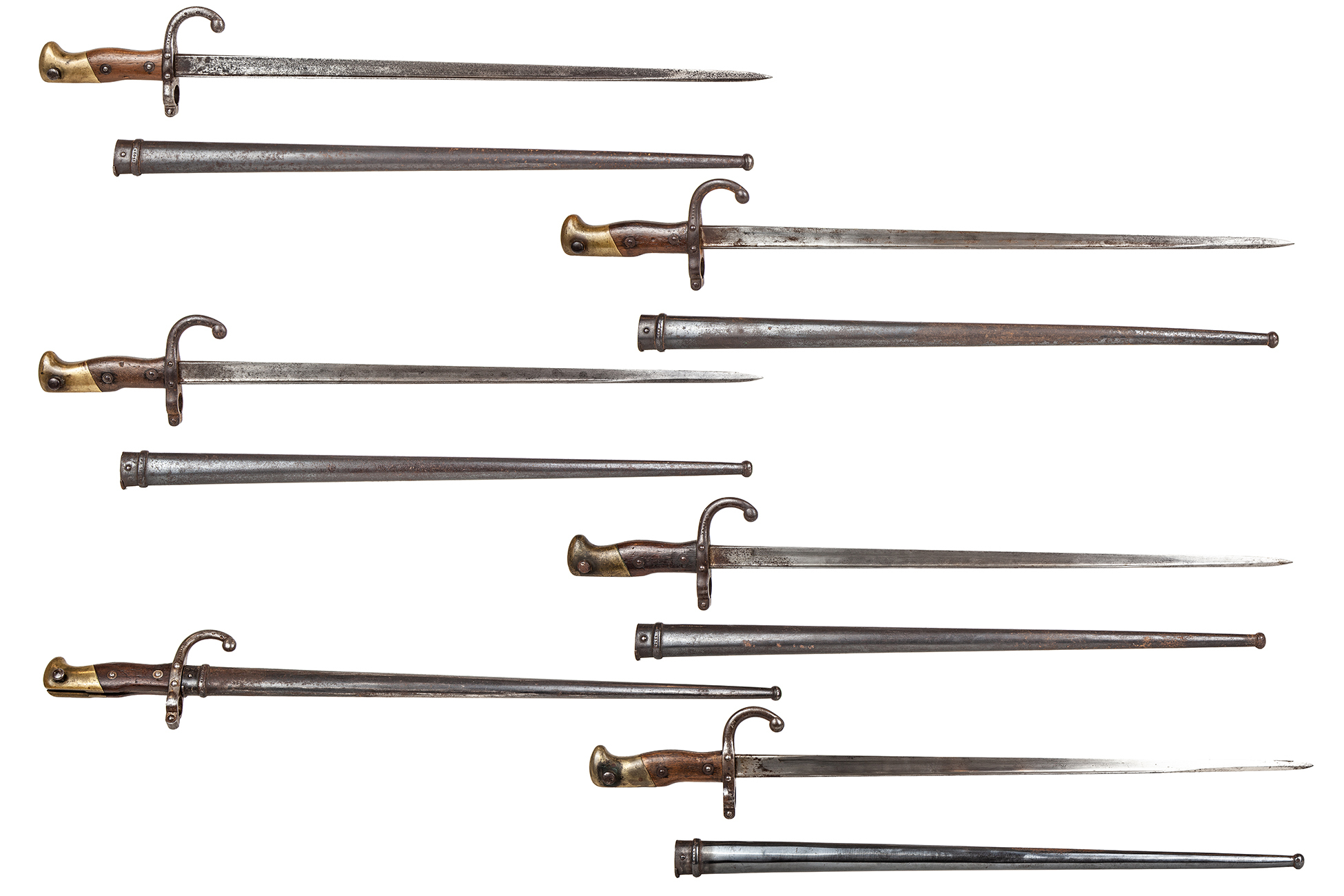 Six French Gras Rifle Bayonets and Sheaths | Witherell's Auction House