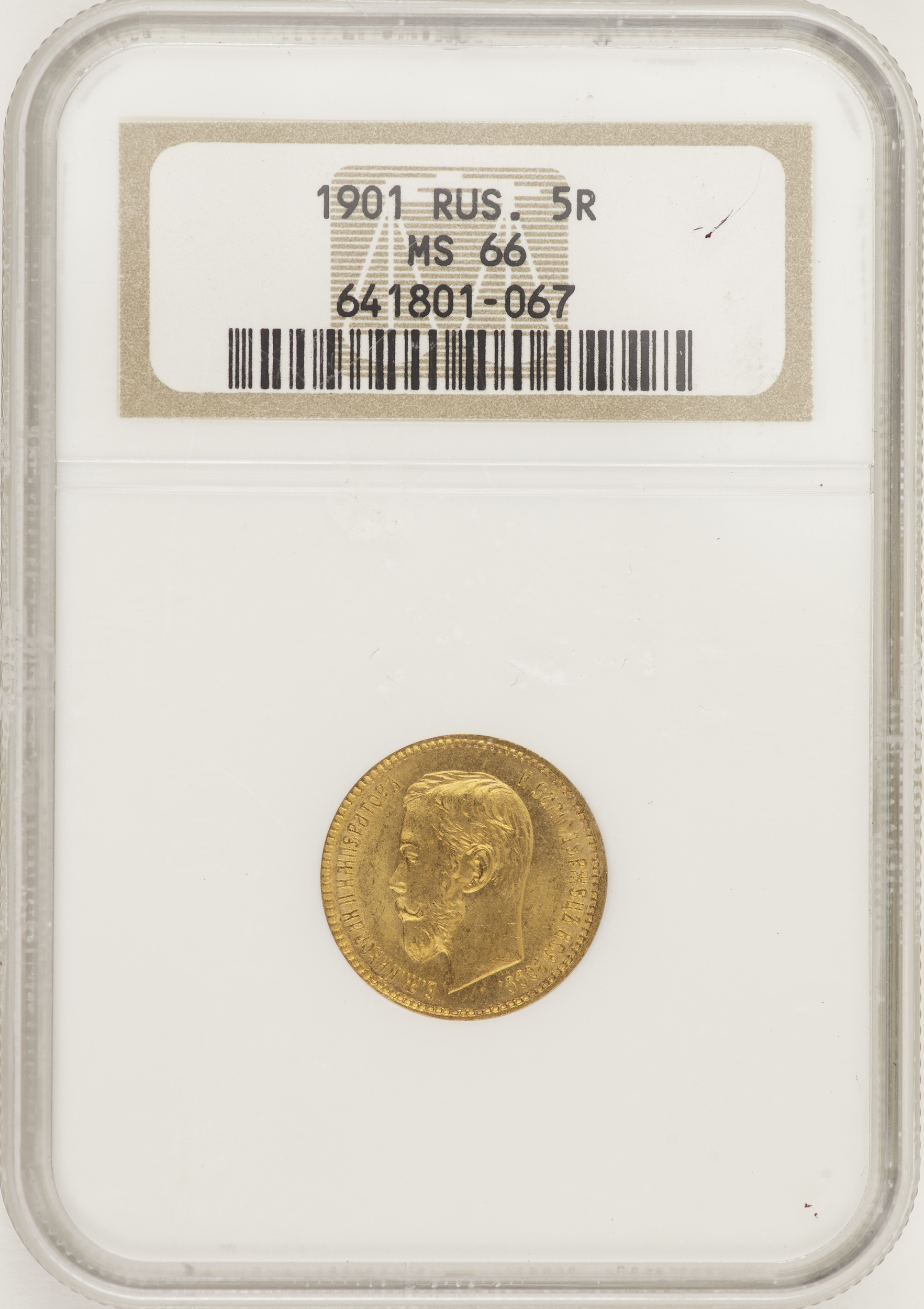 1901 Rus. 5R Gold Coin / MS 66 | Witherell's Auction House