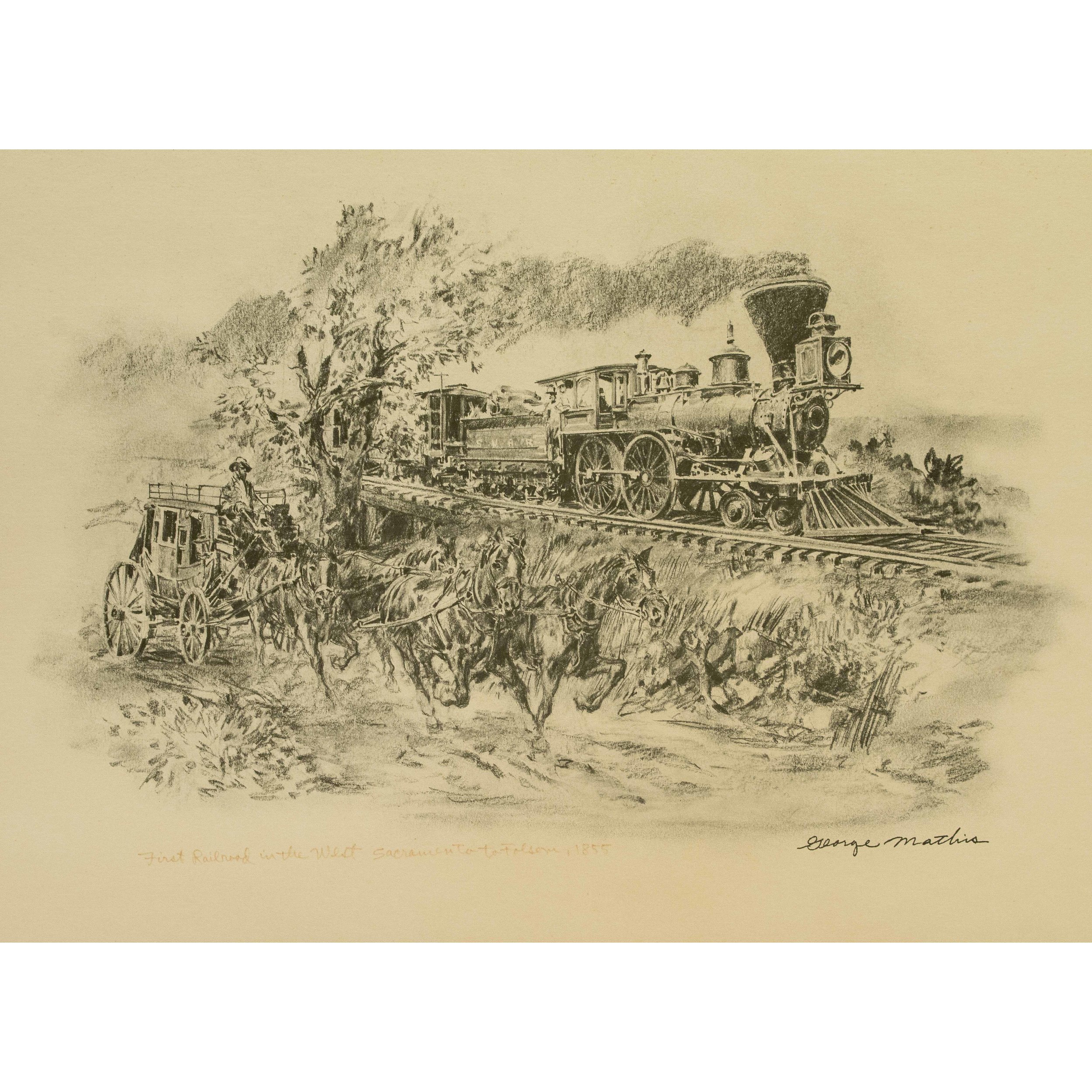 George Mathis (1909-1977) Sacramento Railroad Drawing | Witherell's ...