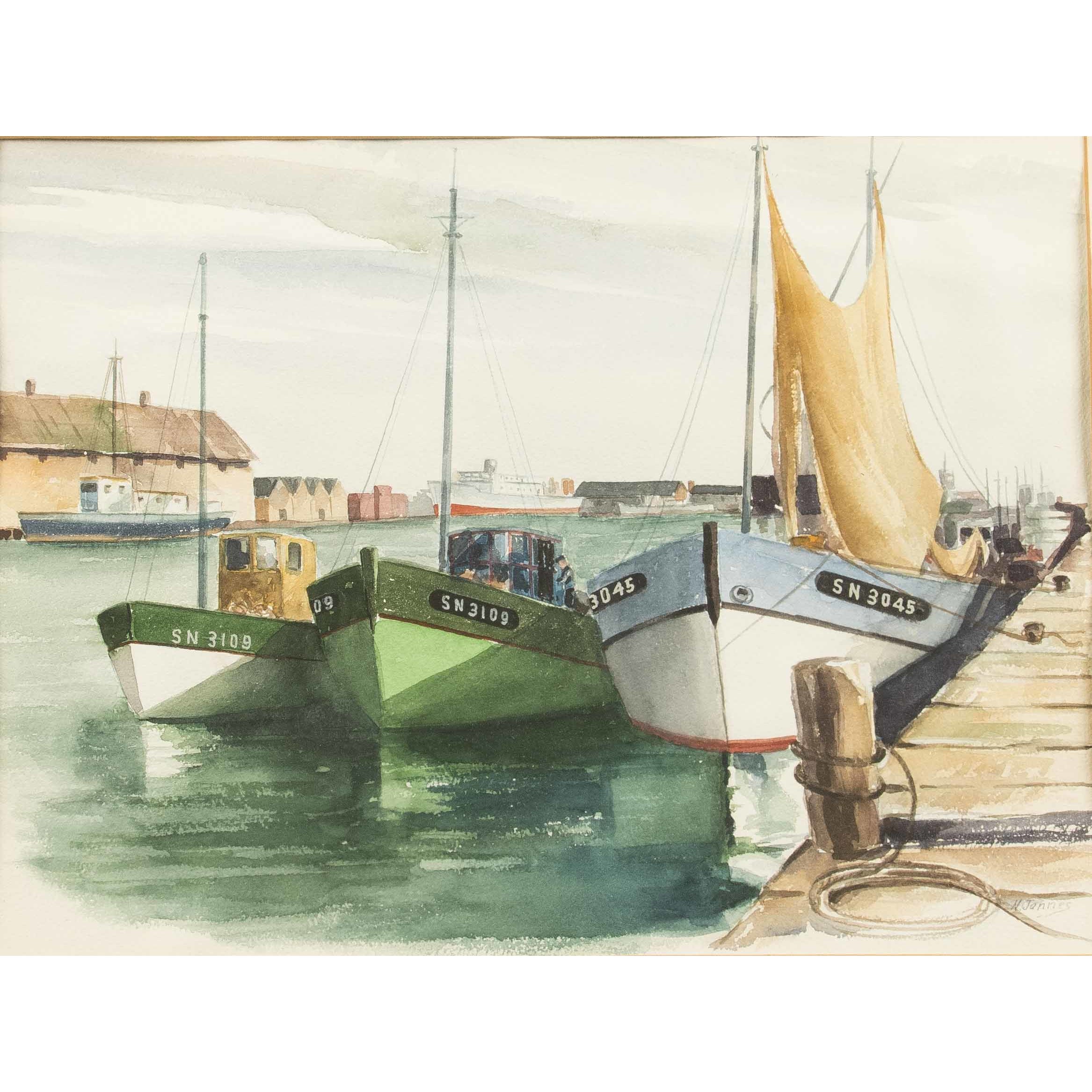 Harbor Scene Watercolor Painting | Witherell's Auction House
