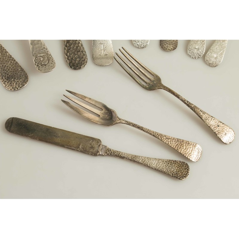 Assorted Silver Flatware, Hammered Handle | Witherell's Auction House