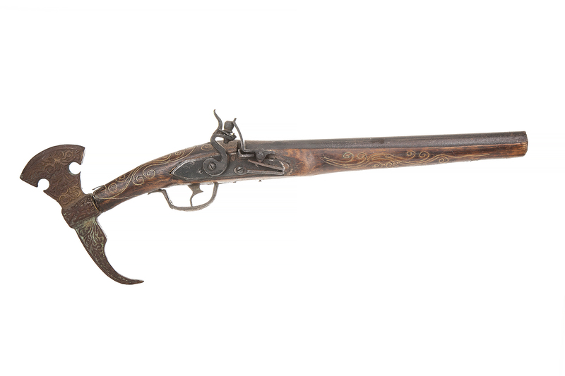 North African Combination Flintlock Pistol and Axe | Witherell's ...