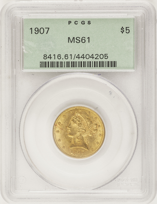 1907 Liberty $5 Gold Coin / MS 61 | Witherell's Auction House