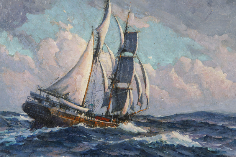 Joe Duncan Gleason (1881-1959) Painting, "The Brigantine Viola ...