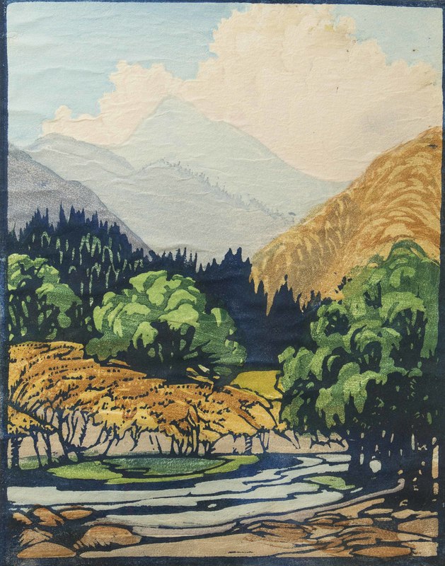 Frances Gearhart Woodblock Print, "The Cloud" | Witherell's Auction House